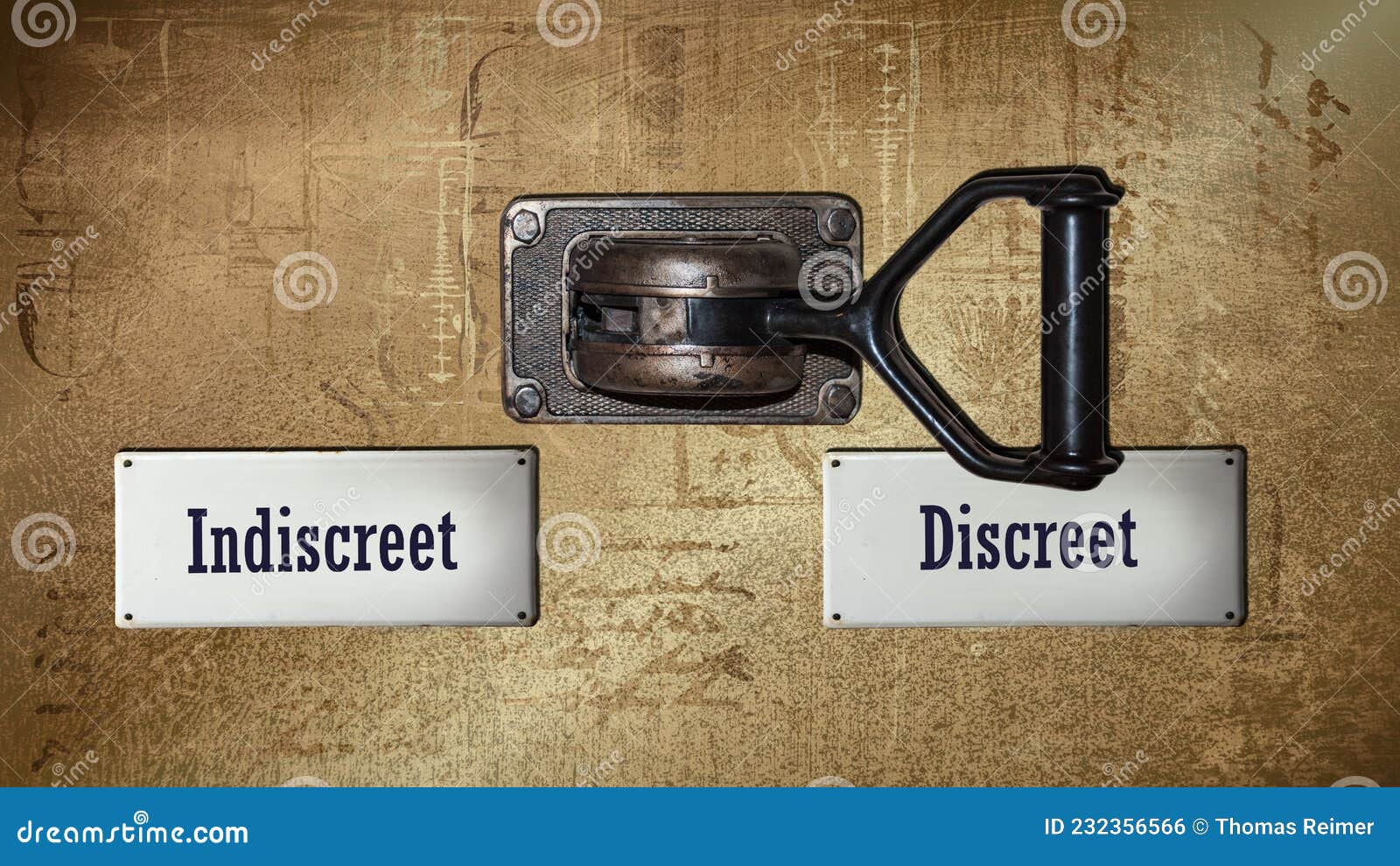 Street Sign Discreet Versus Indiscreet Stock Photo - Image of shield ...