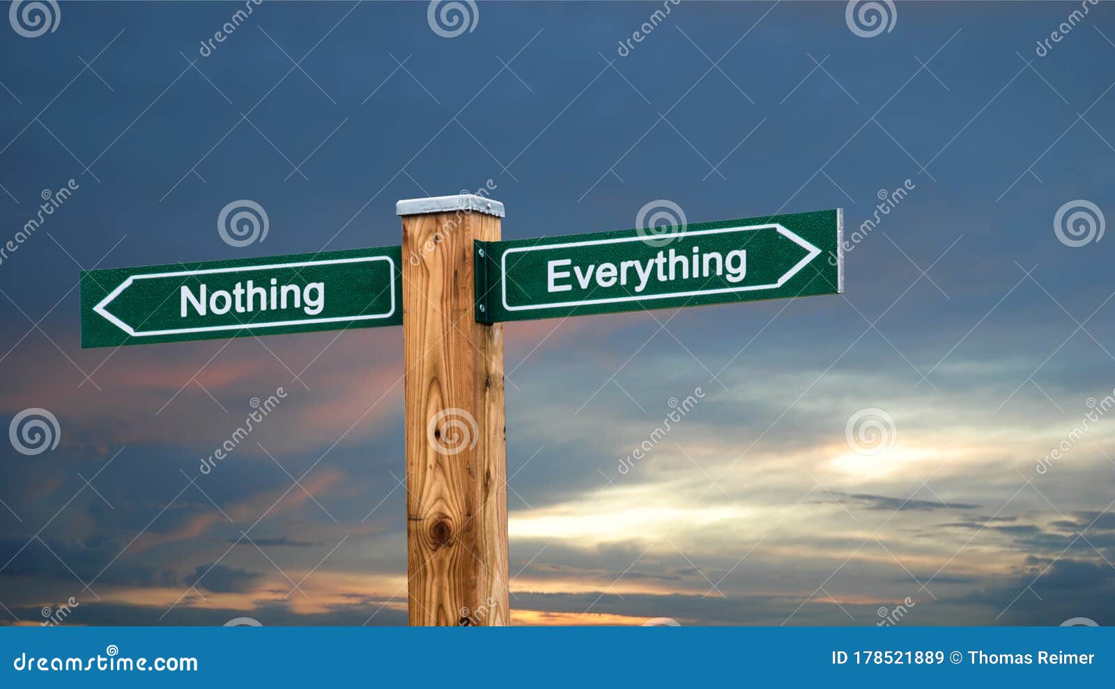 Street Sign Everything Versus Nothing Stock Image - Image of cowardice ...