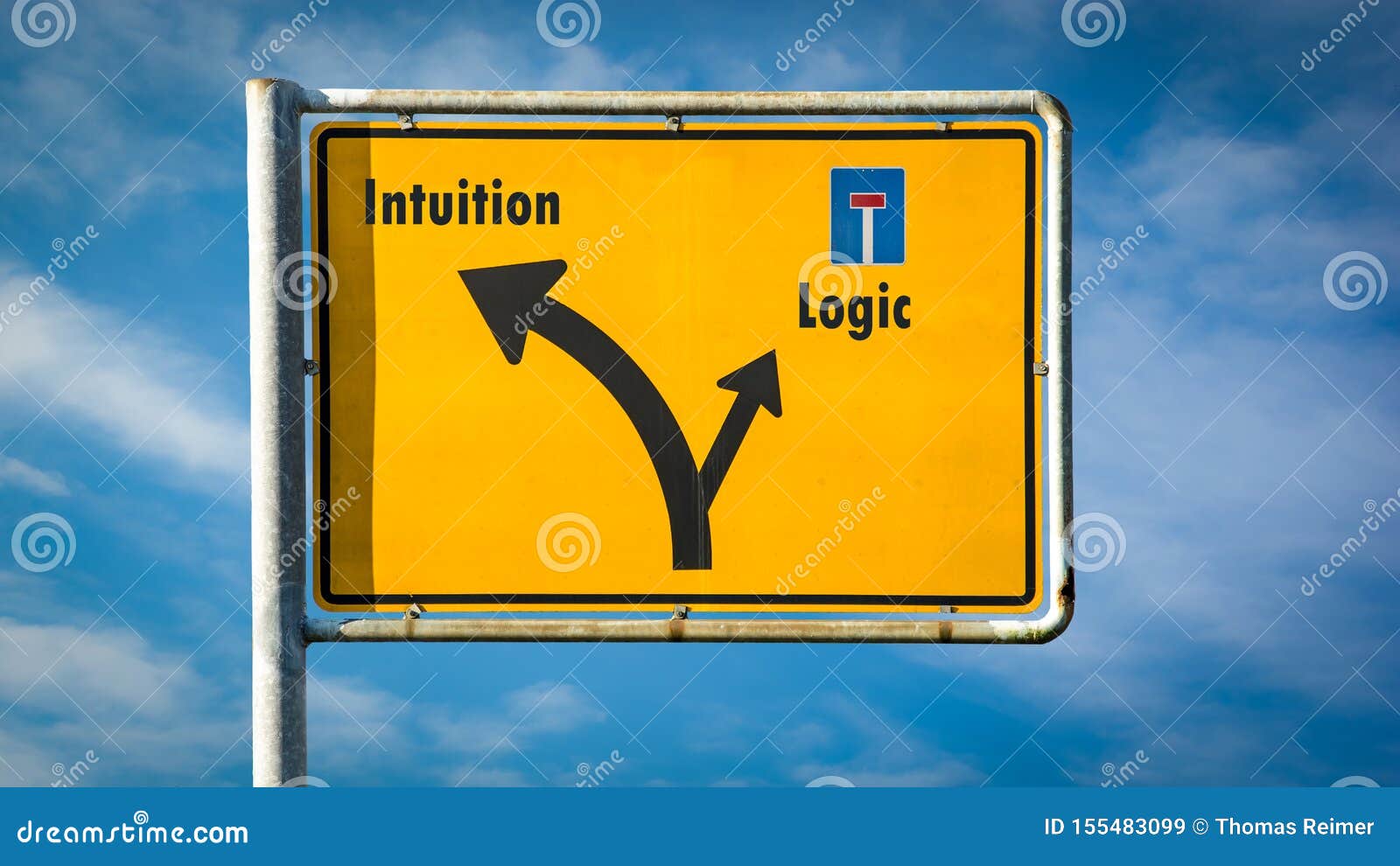 Street Sign Intuition Versus Logic Stock Image - Image of signpost ...