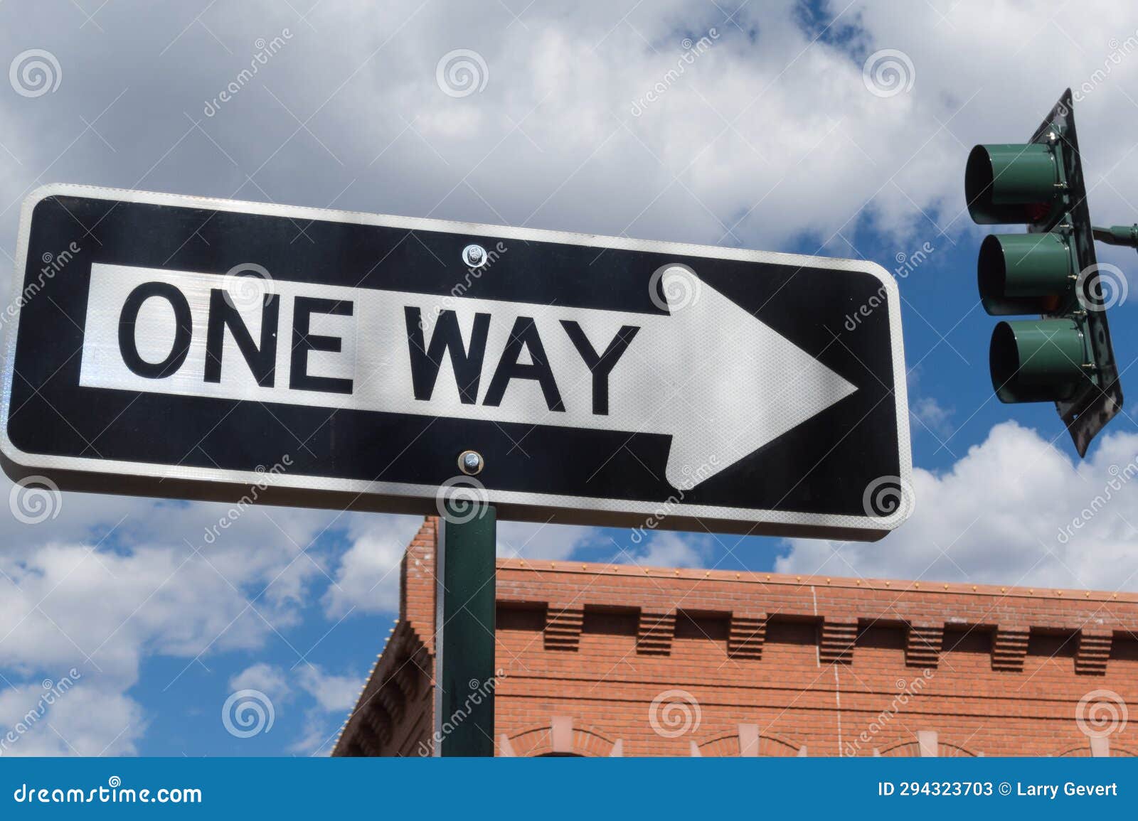 One Way Traffic Sign on the Street Stock Image - Image of deserted ...