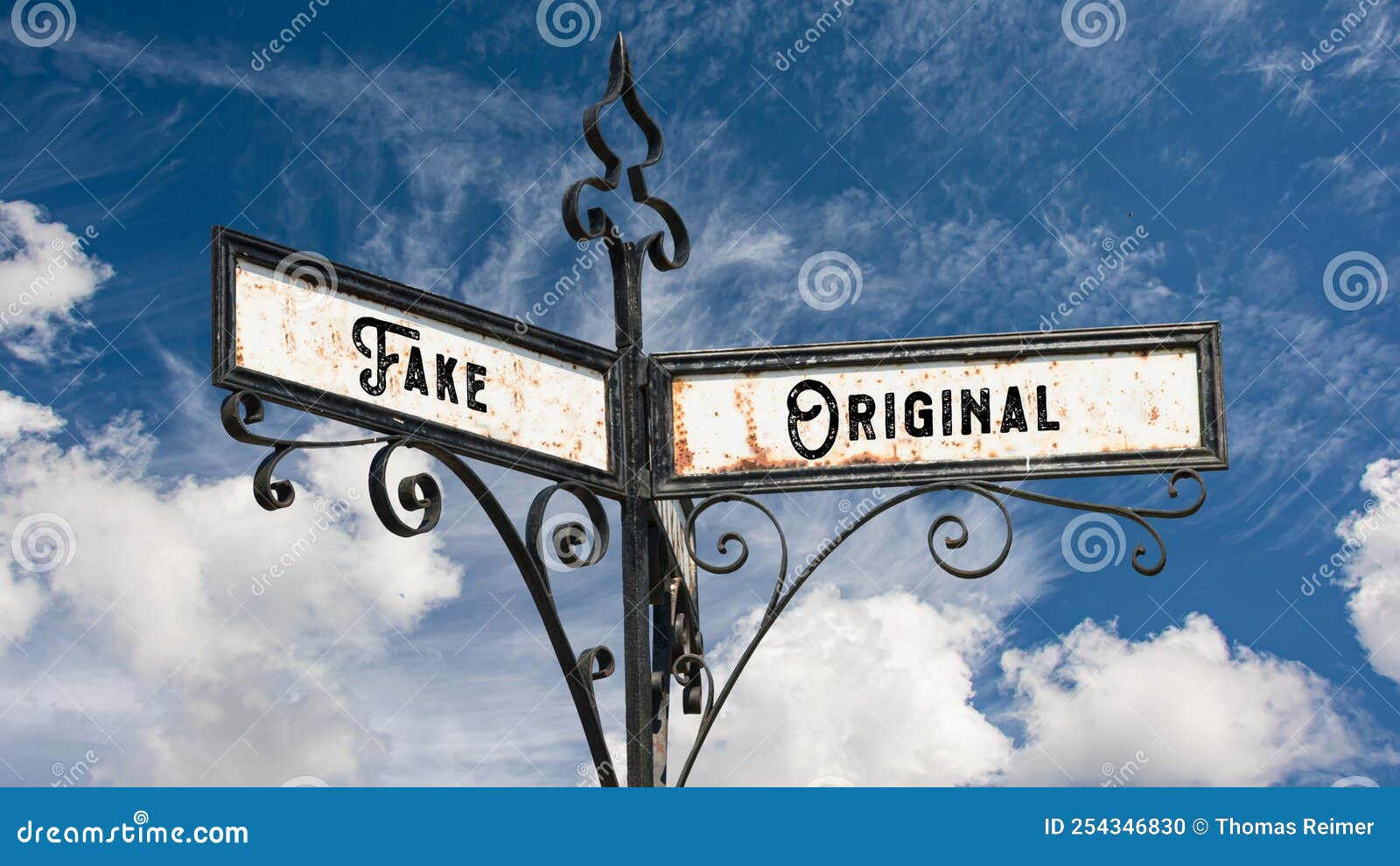 Street Sign Original Versus Fake Stock Photo - Image of sign, patterned ...