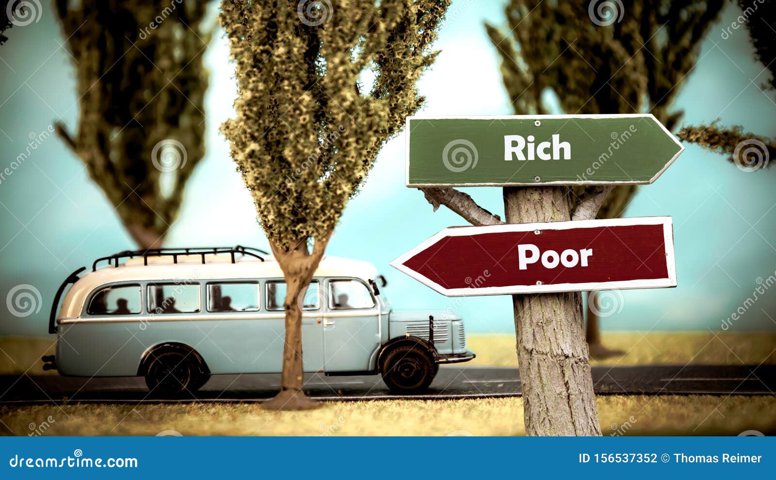Street Sign Rich Versus Poor Stock Photo - Image of abundance ...