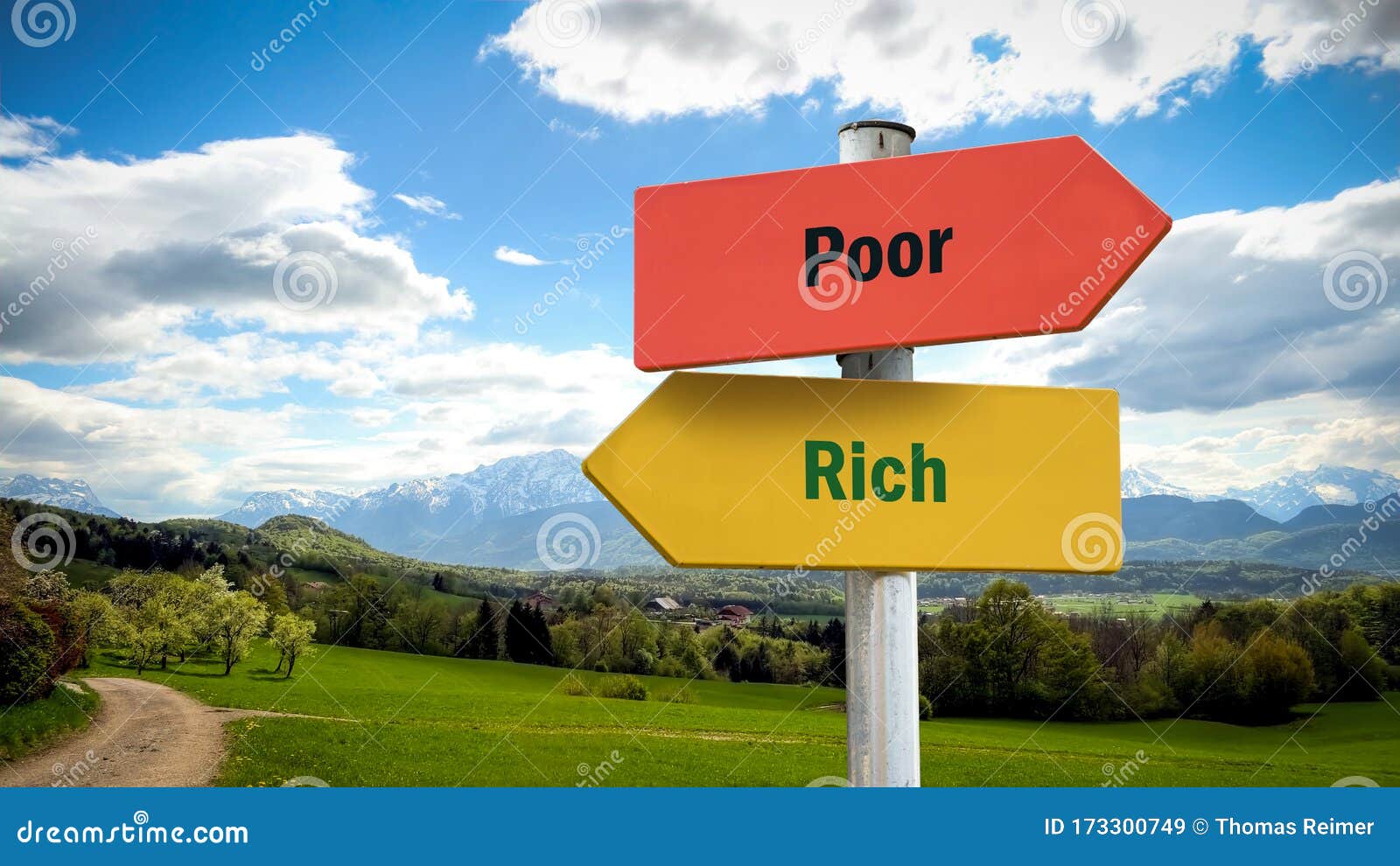 Street Sign Rich Versus Poor Stock Image - Image of homeless, direction ...