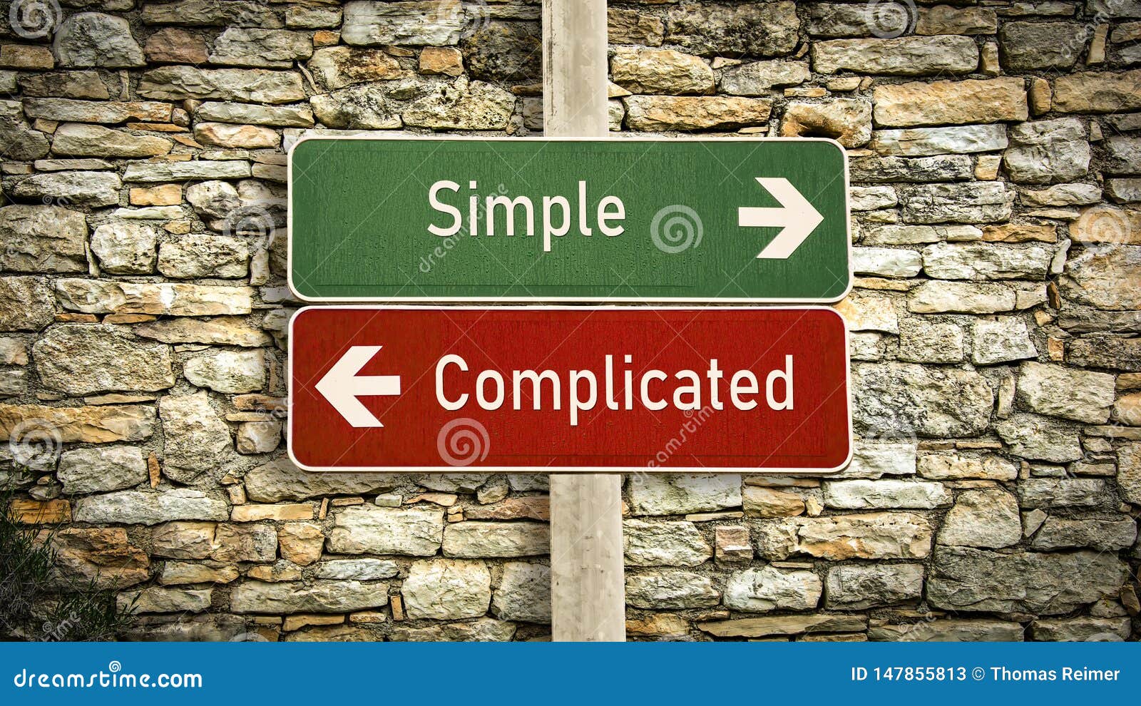 Street Sign Simple Versus Complicated Stock Image - Image of solve ...