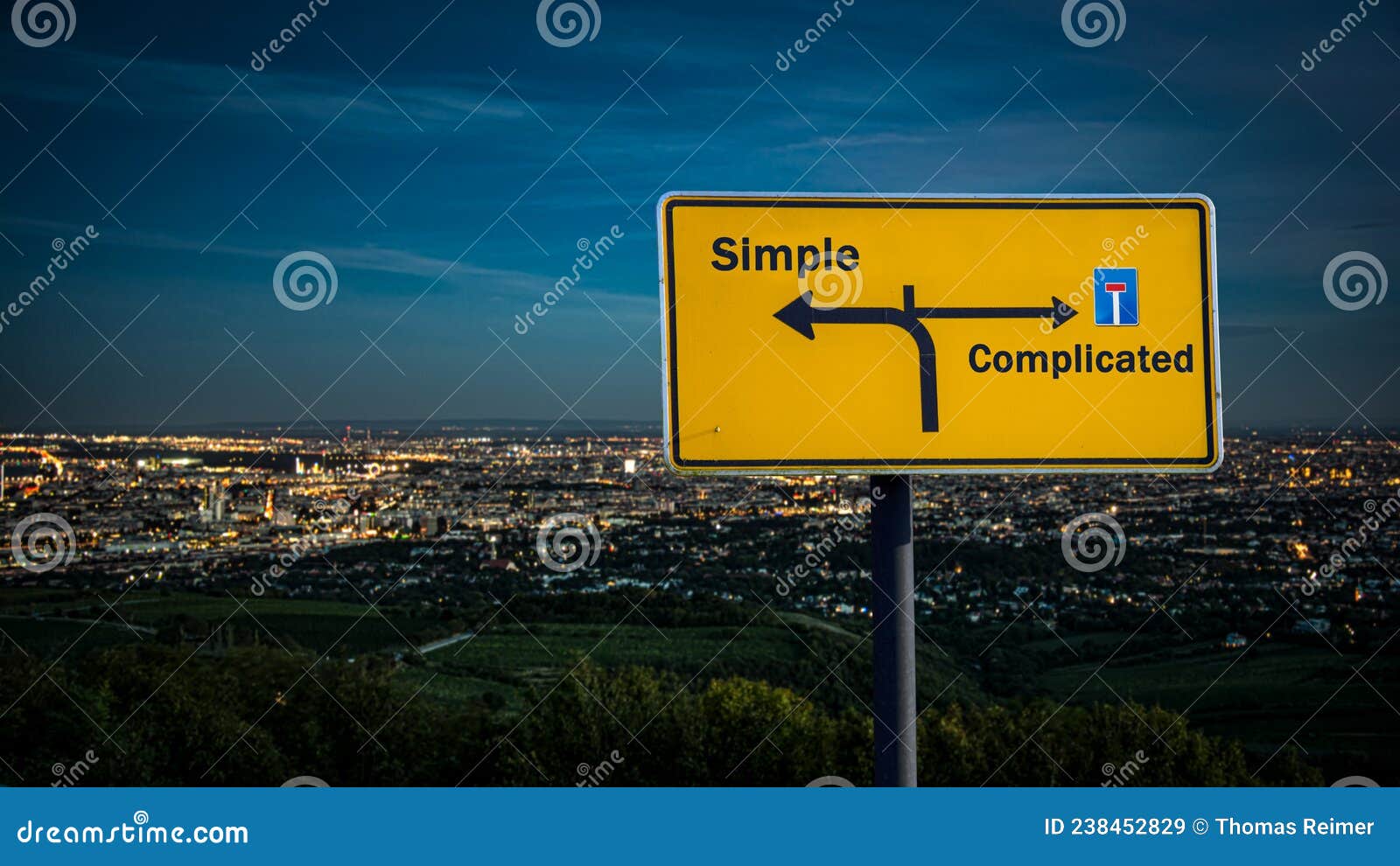 Street Sign Simple Versus Complicated Stock Image - Image of problems ...