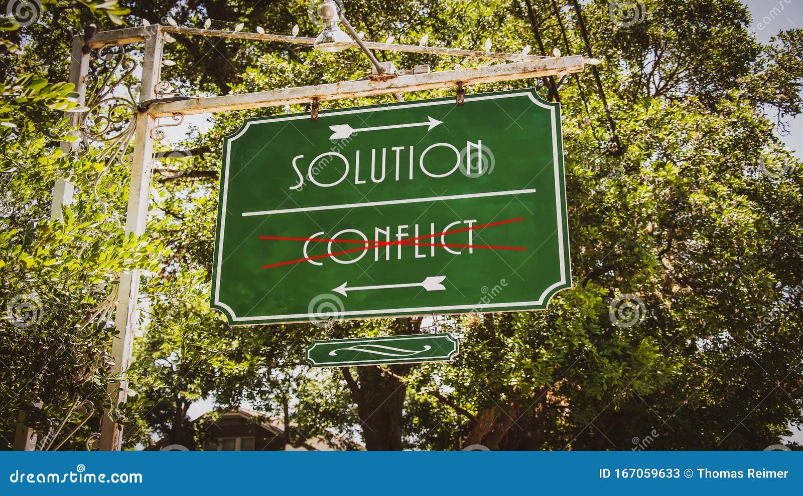Street Sign Solution Versus Conflict Stockbild - Bild von konflikt ...