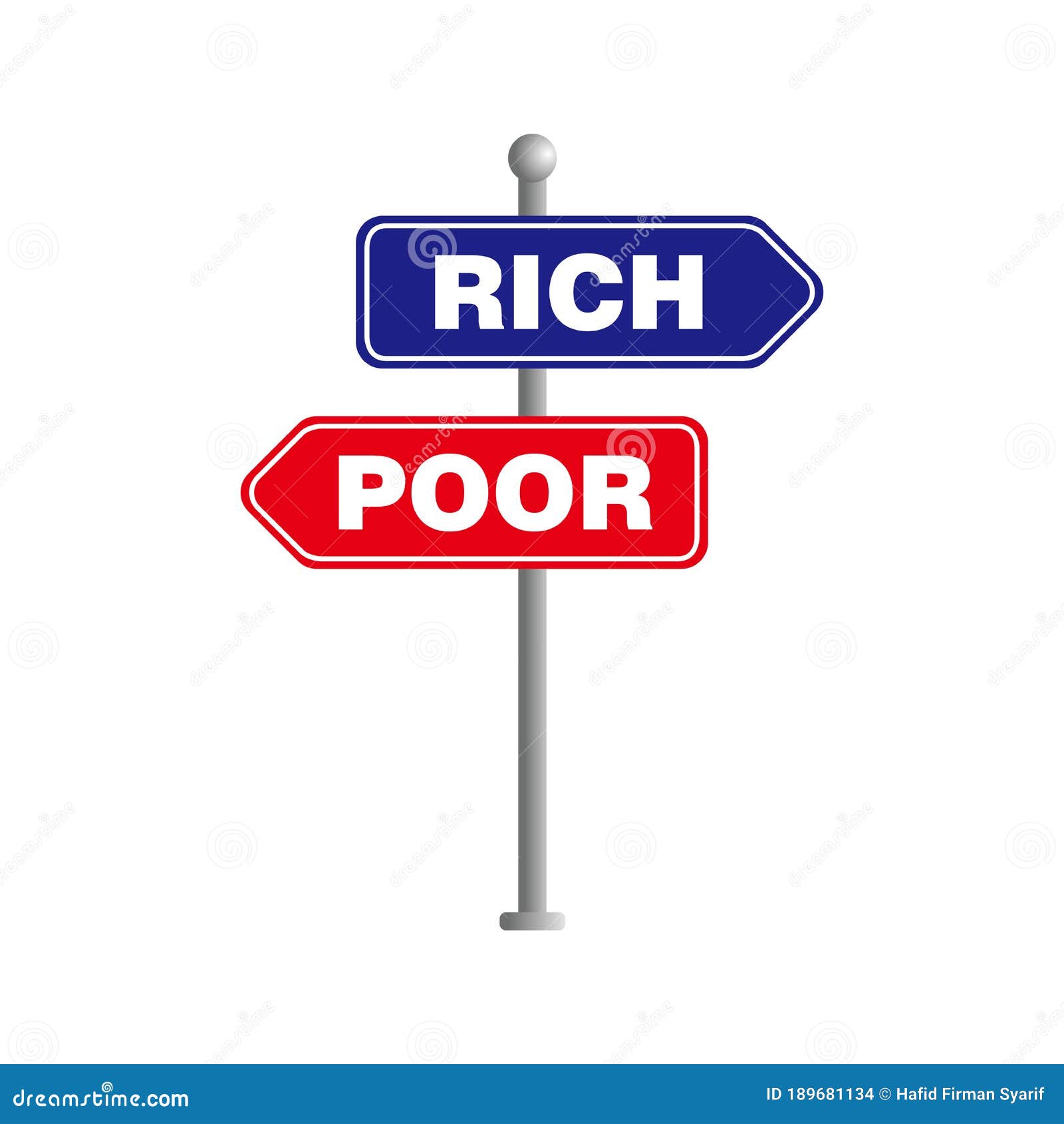 Street Sign with Text Rich and Poor Illustration Template Vector Stock ...