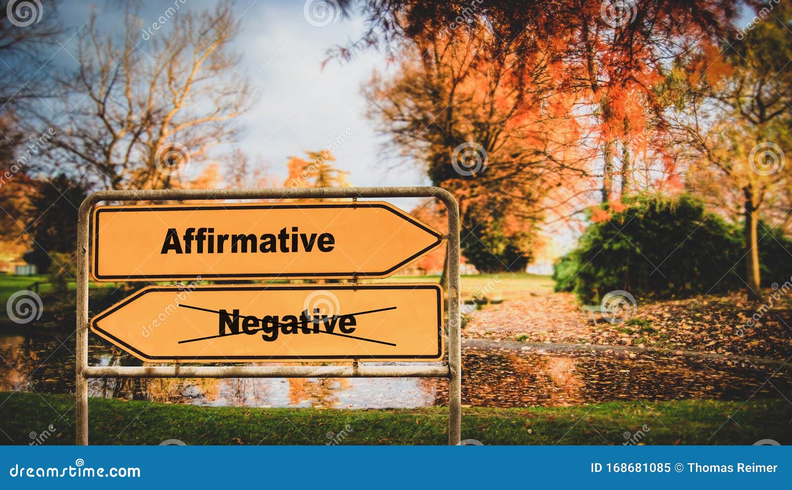 Street Sign To Affirmative Versus Negative Stock Image - Image of ...
