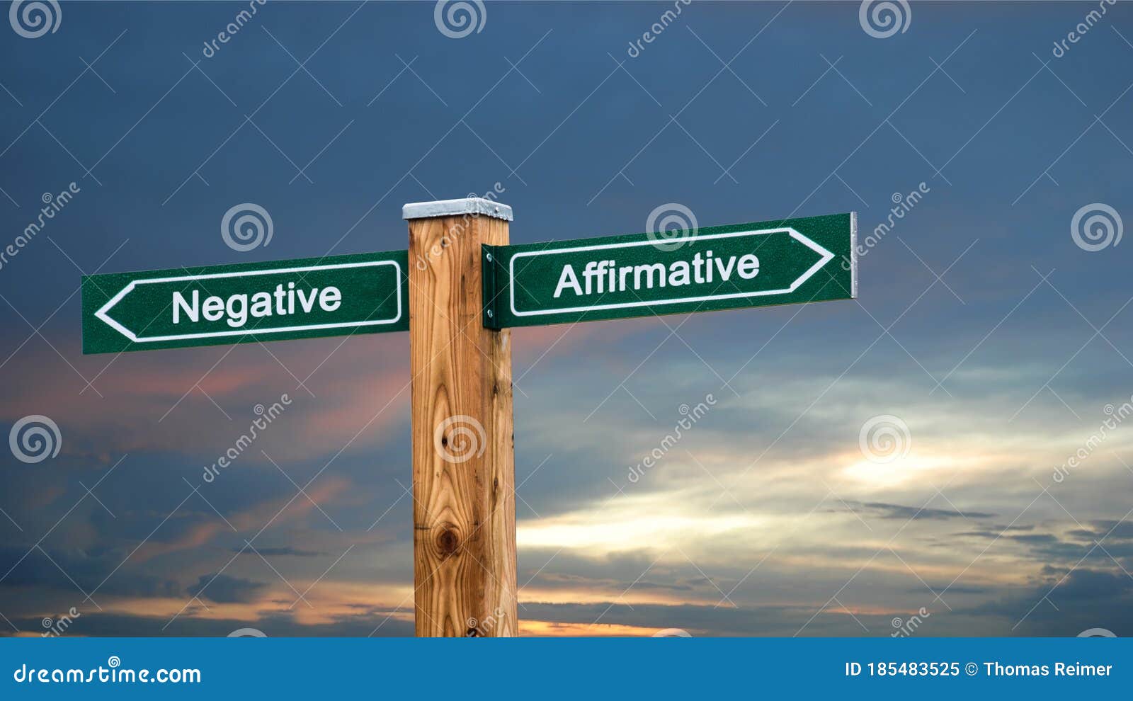 Street Sign To Affirmative Versus Negative Stock Image - Image of ...