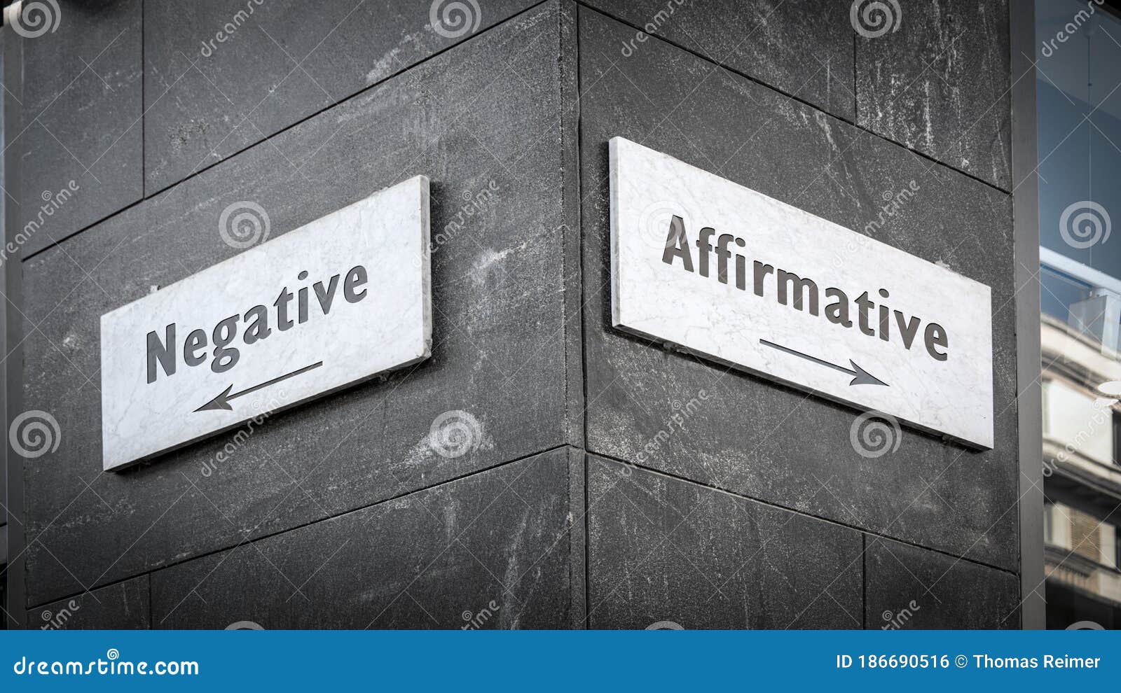 Street Sign To Affirmative Versus Negative Stock Photo - Image of ...