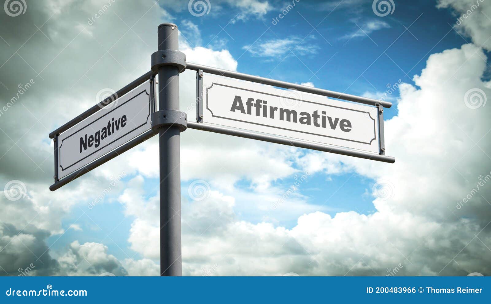 Street Sign To Affirmative Versus Negative Stock Photo - Image of ...