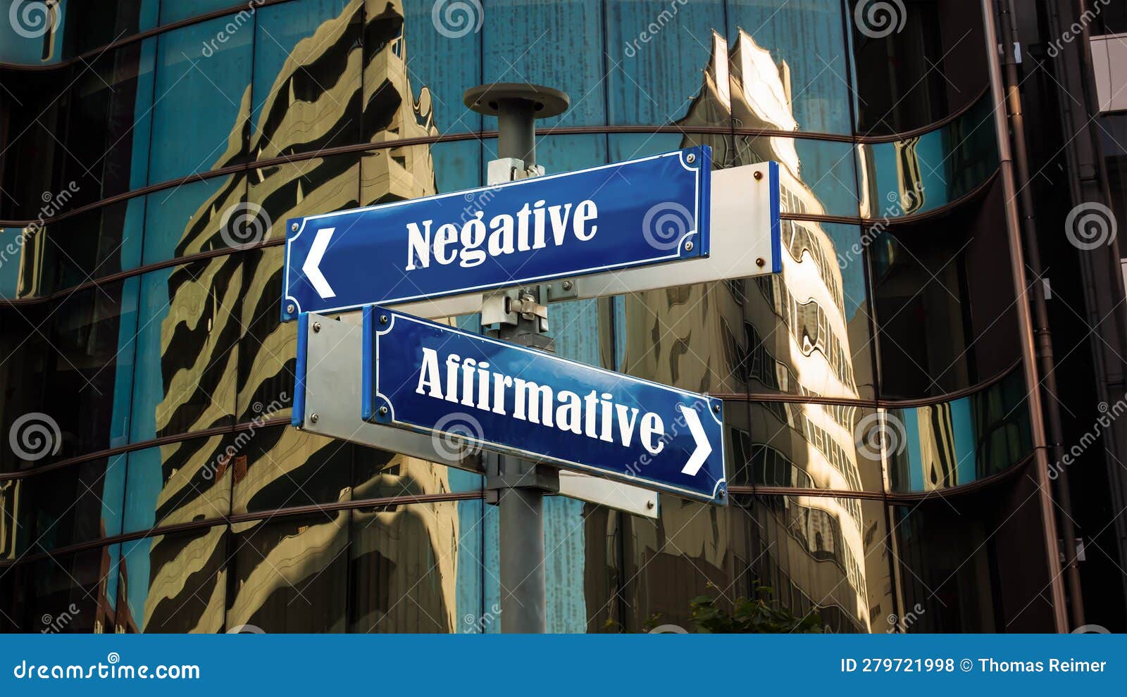 Street Sign To Affirmative Versus Negative Stock Photo - Image of ...