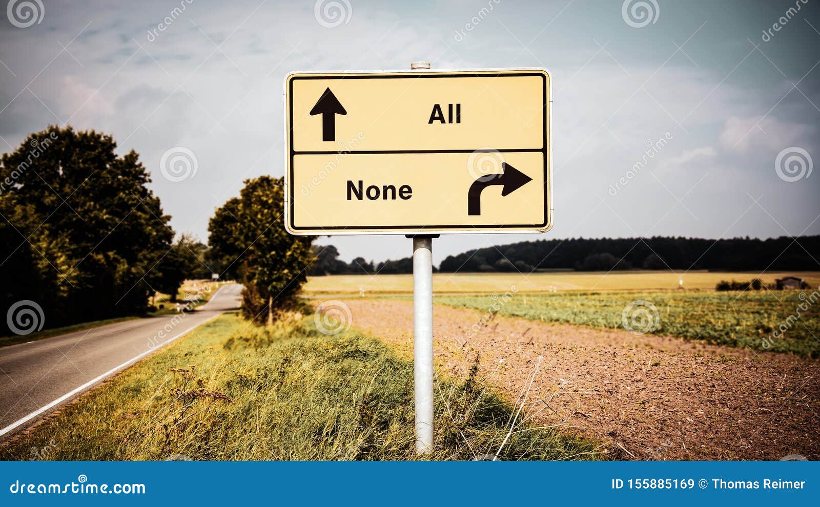 Street Sign To All Versus None Stock Image - Image of minimum, sign ...