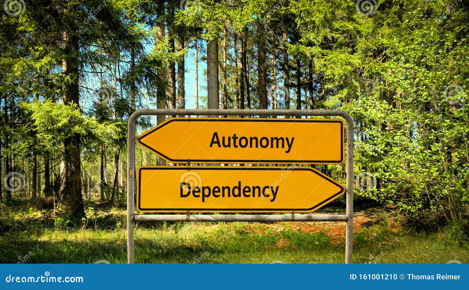 Street Sign To Autonomy Versus Dependency Stock Photo - Image of ...