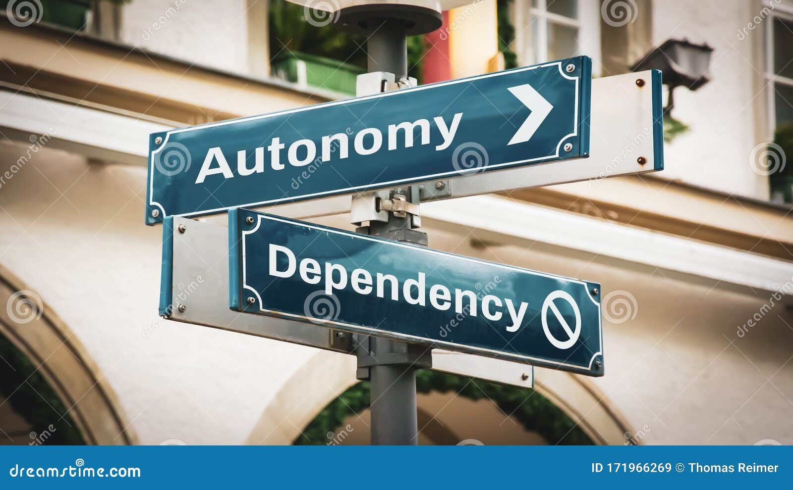 Street Sign To Autonomy Versus Dependency Stock Image - Image of ...