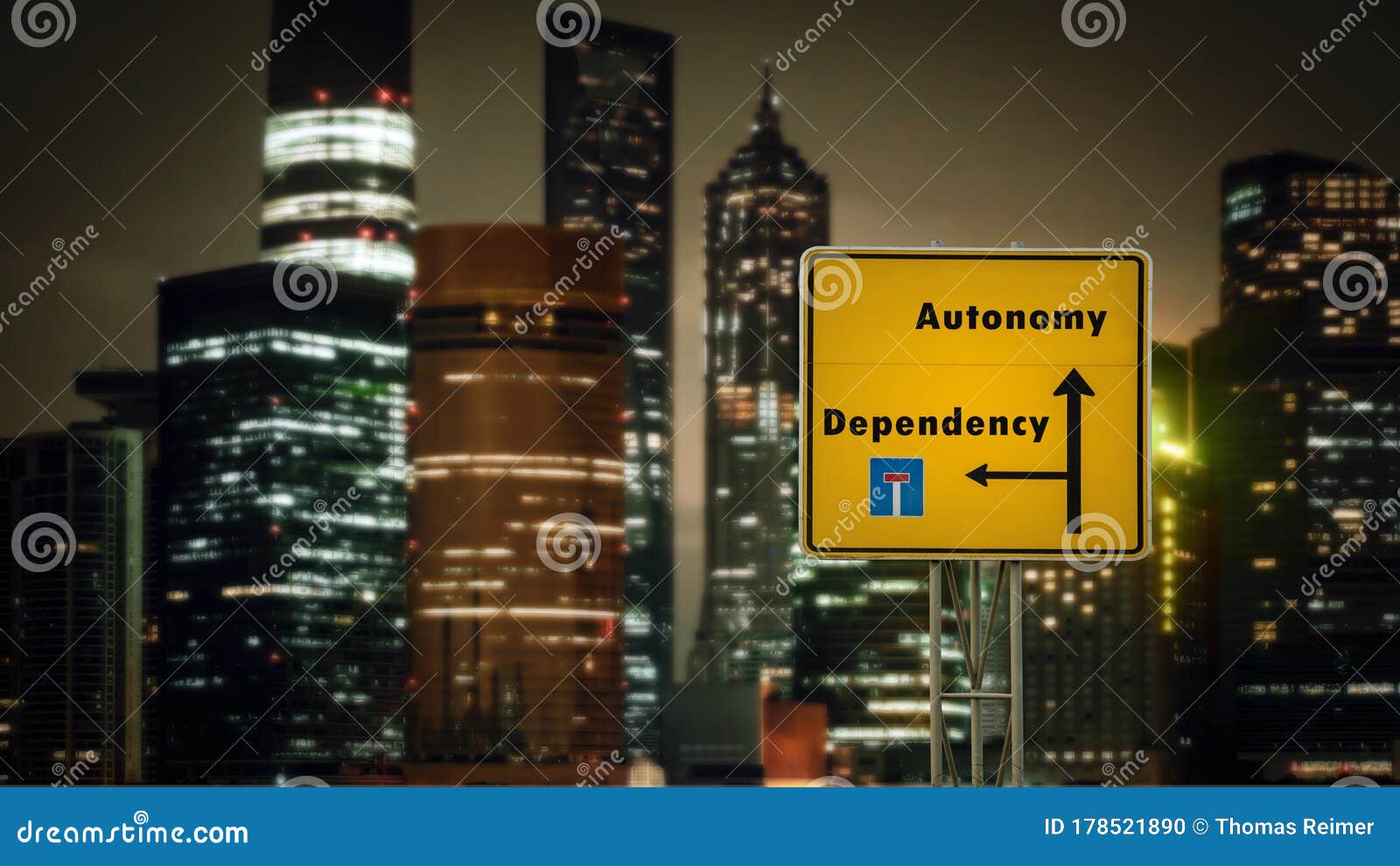 Street Sign To Autonomy Versus Dependency Stock Photo - Image of ...