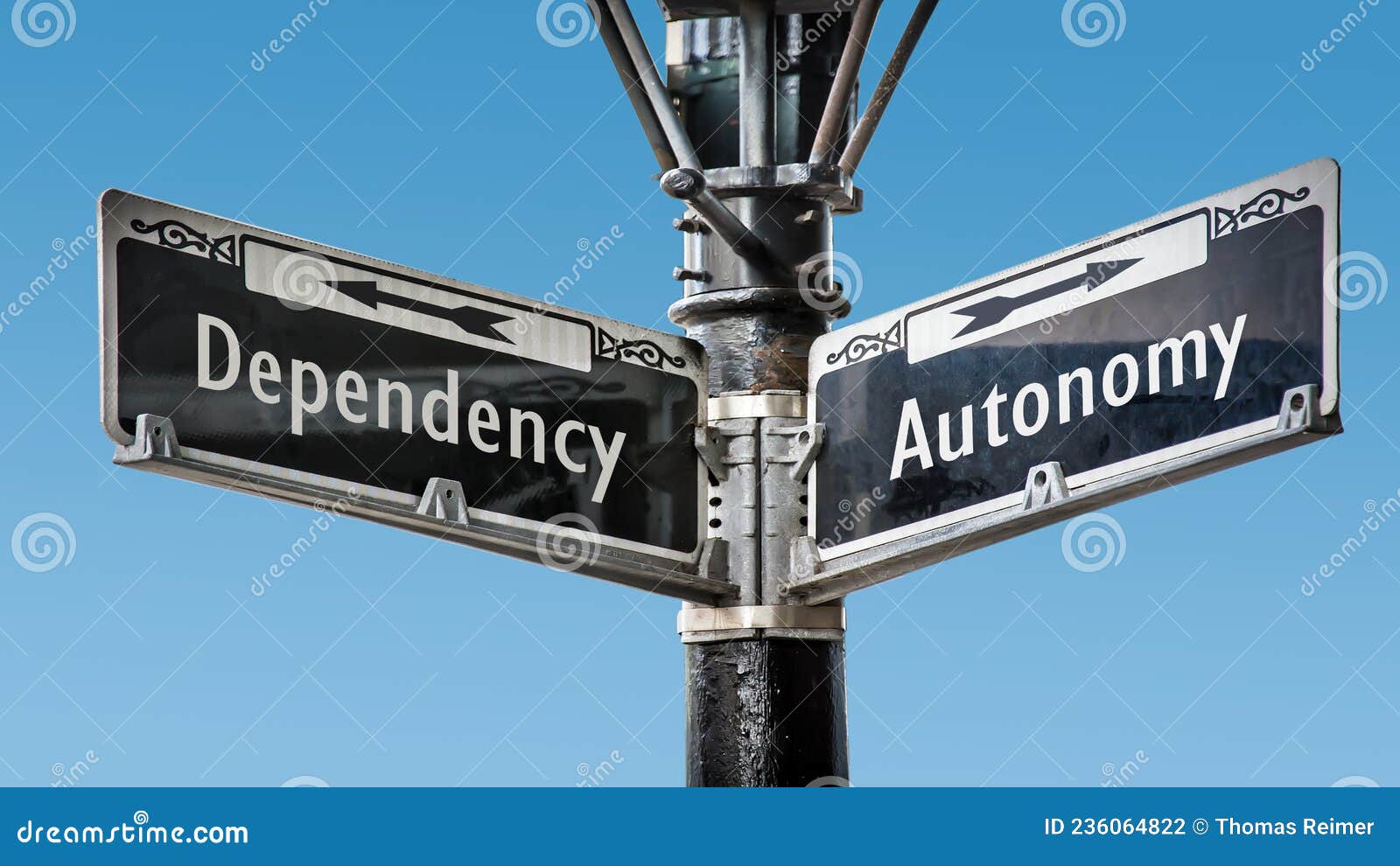 Street Sign To Autonomy Versus Dependency Stock Photo - Image of sign ...