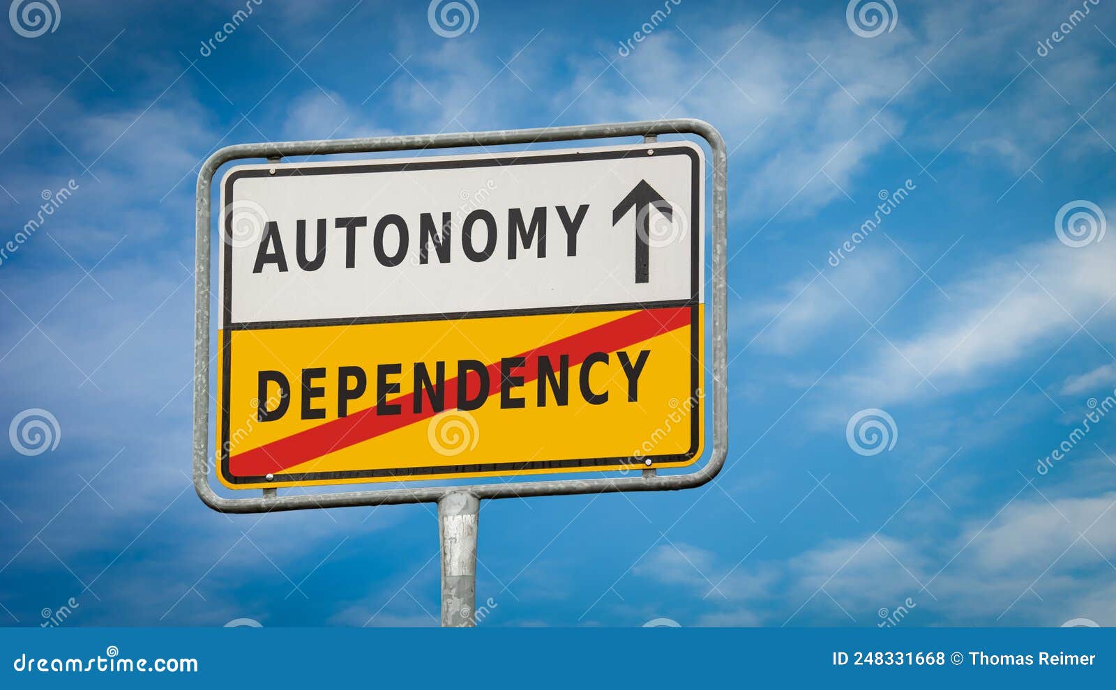 Street Sign To Autonomy Versus Dependency Stock Photo - Image of ...