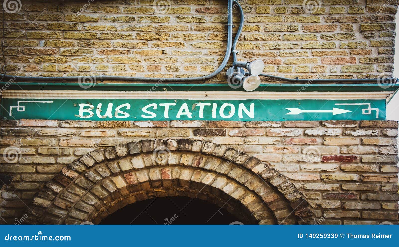 Street Sign to Bus Station stock image. Image of coach - 149259339