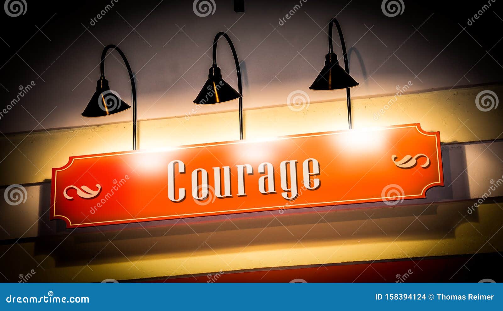 Street Sign to Courage stock photo. Image of fear, shield - 158394124
