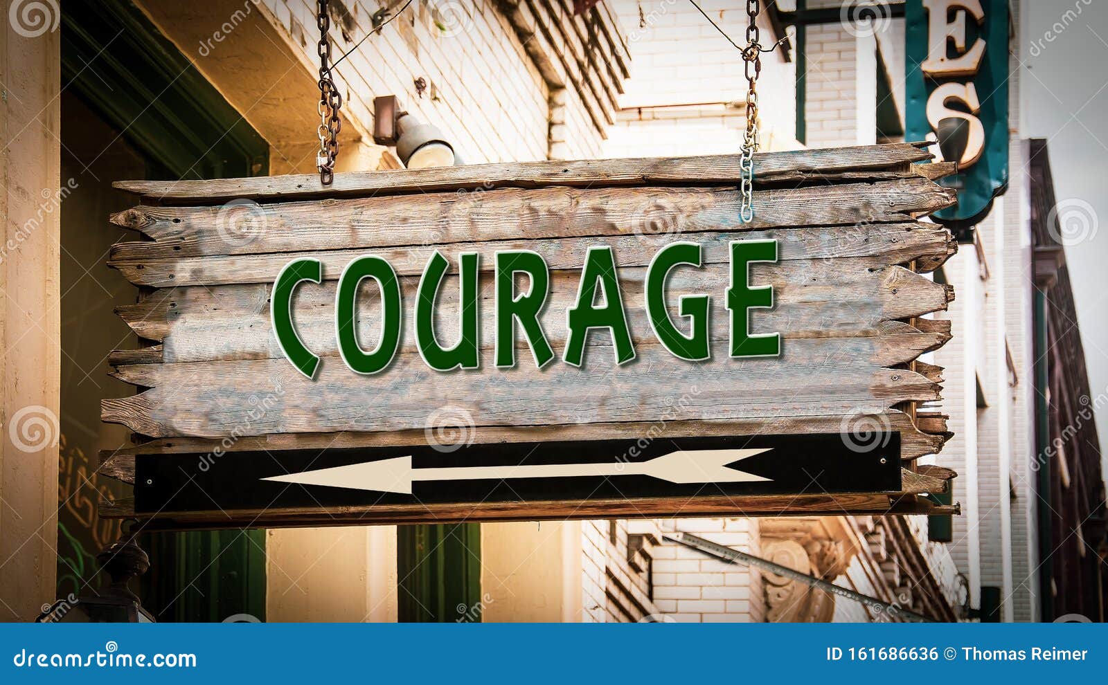 Street Sign to Courage stock photo. Image of cowardice - 161686636