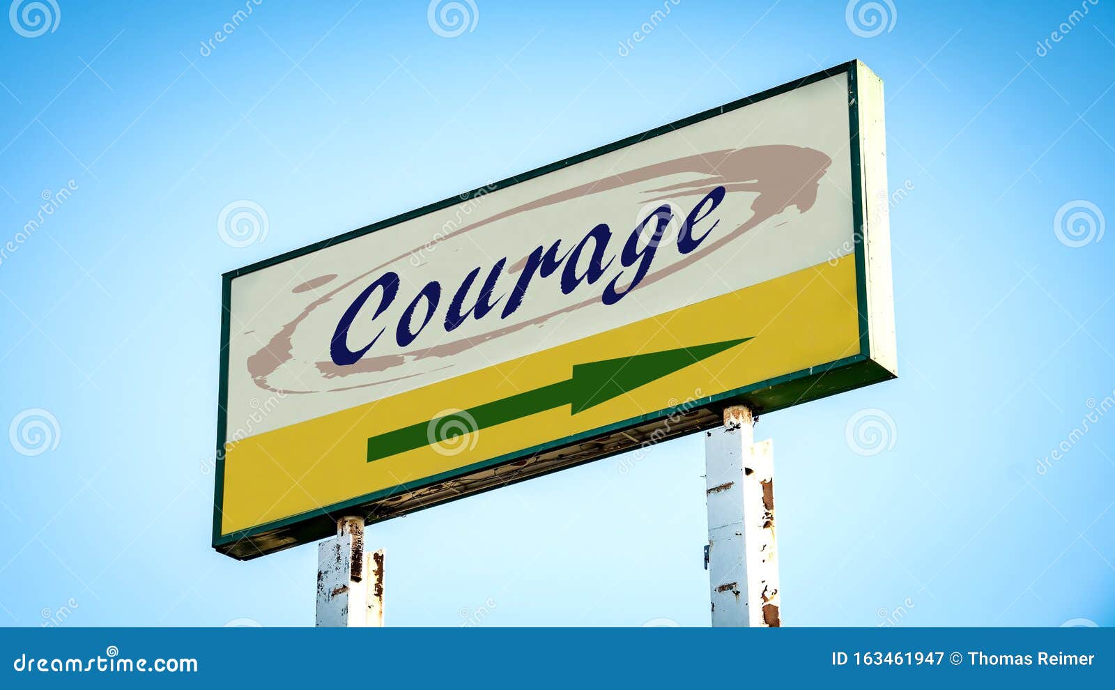 Street Sign to Courage stock image. Image of direction - 163461947