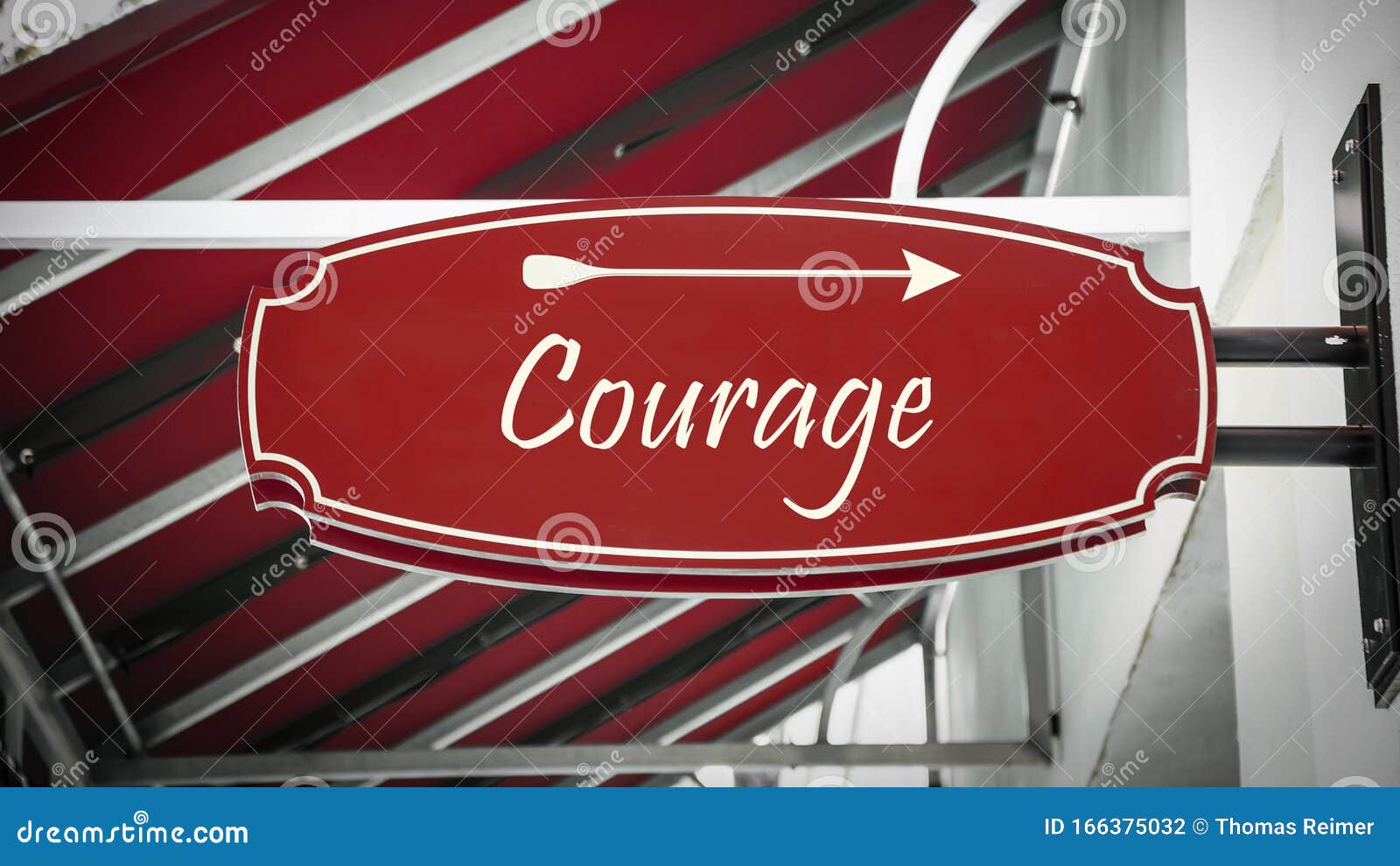Street Sign to Courage stock photo. Image of courageous - 166375032