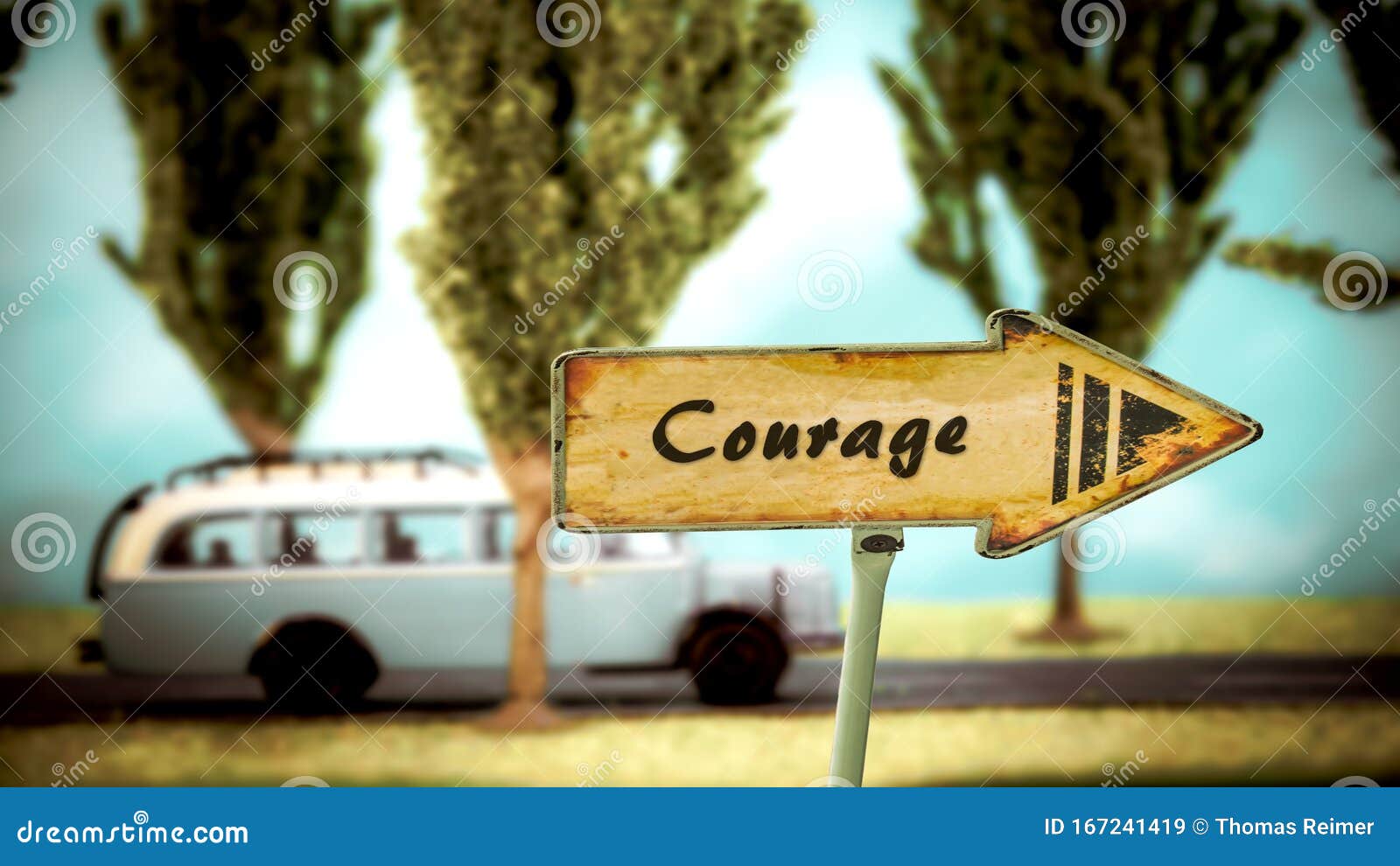Street Sign to Courage stock image. Image of brave, direction - 167241419