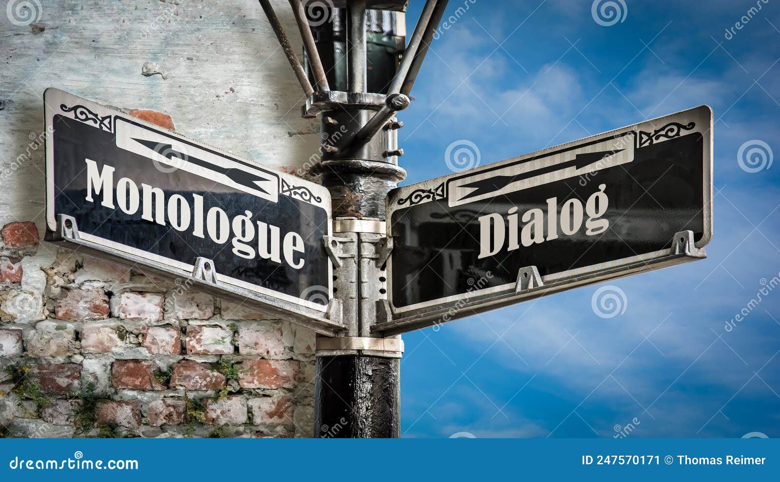 Street Sign To Dialog Versus Monologue Stock Image - Image of dialogue ...