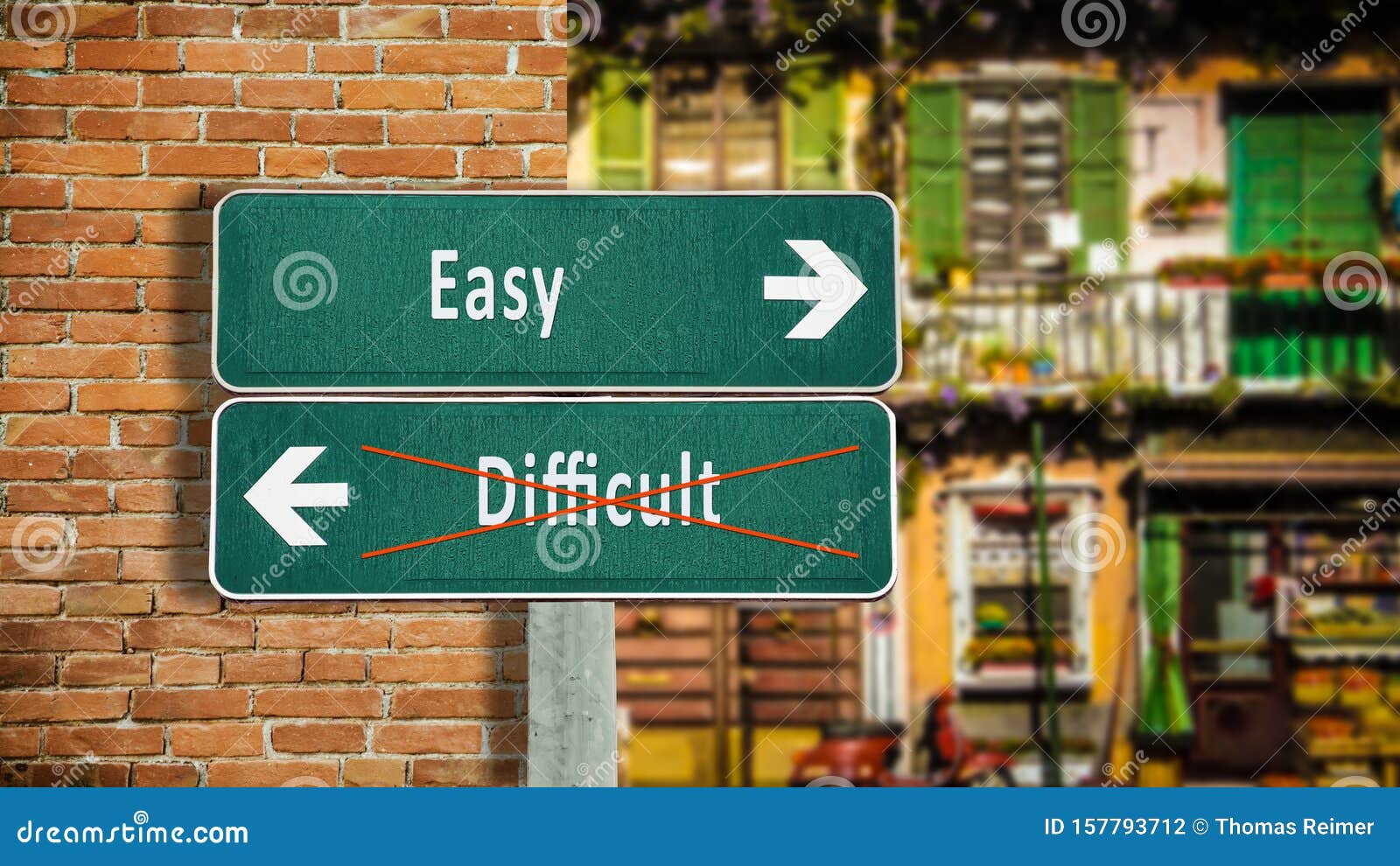 Street Sign To Easy Versus Difficult Stock Photo - Image of decision ...