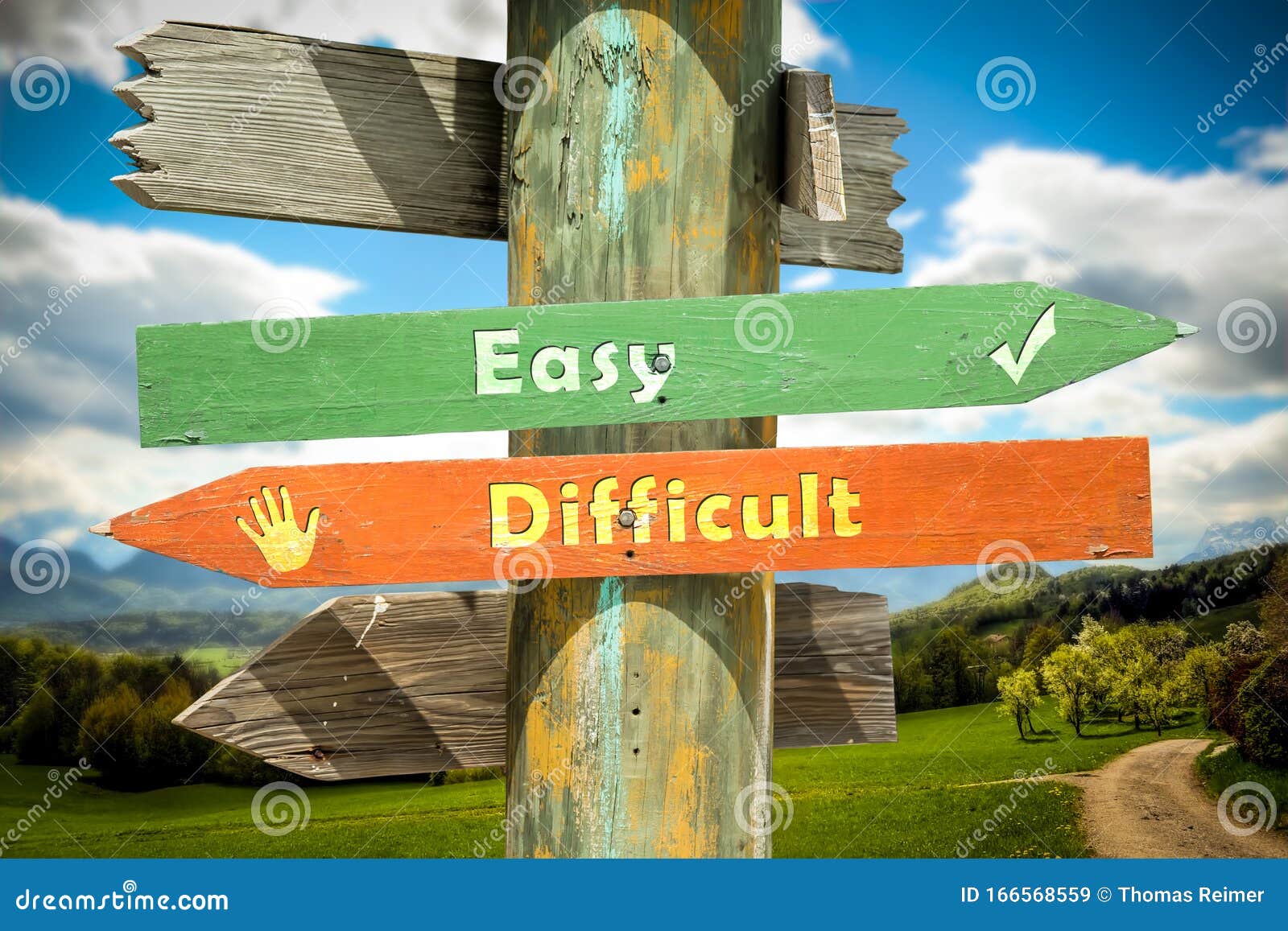 Street Sign To Easy Versus Difficult Stock Image - Image of chance ...