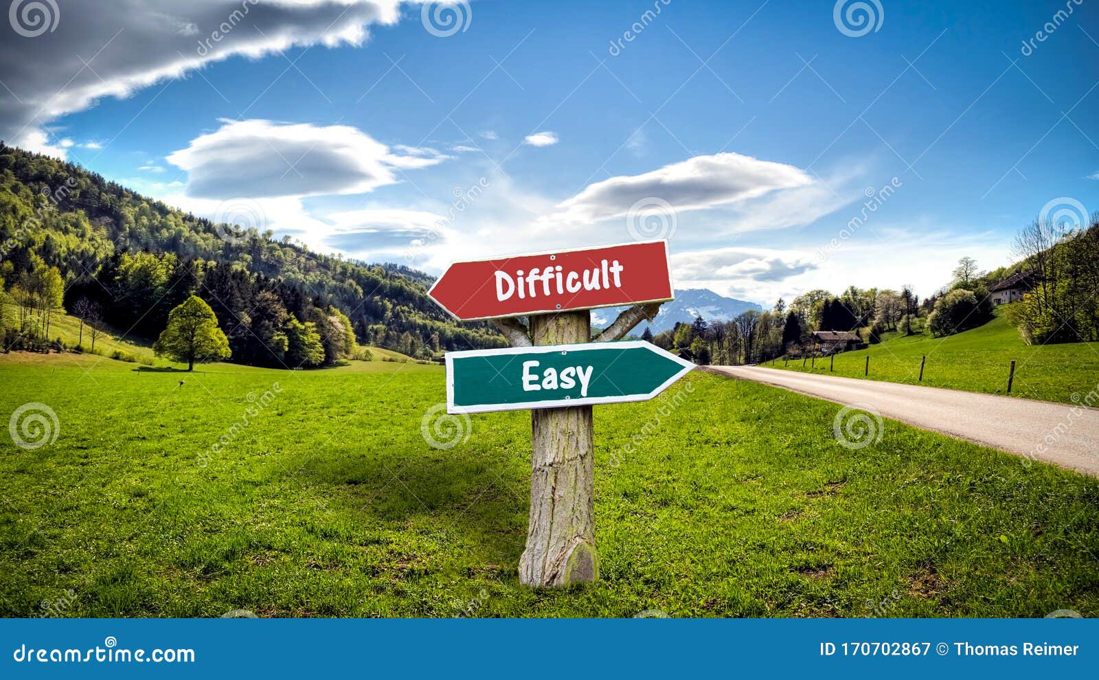 Street Sign To Easy Versus Difficult Stock Image - Image of sign ...