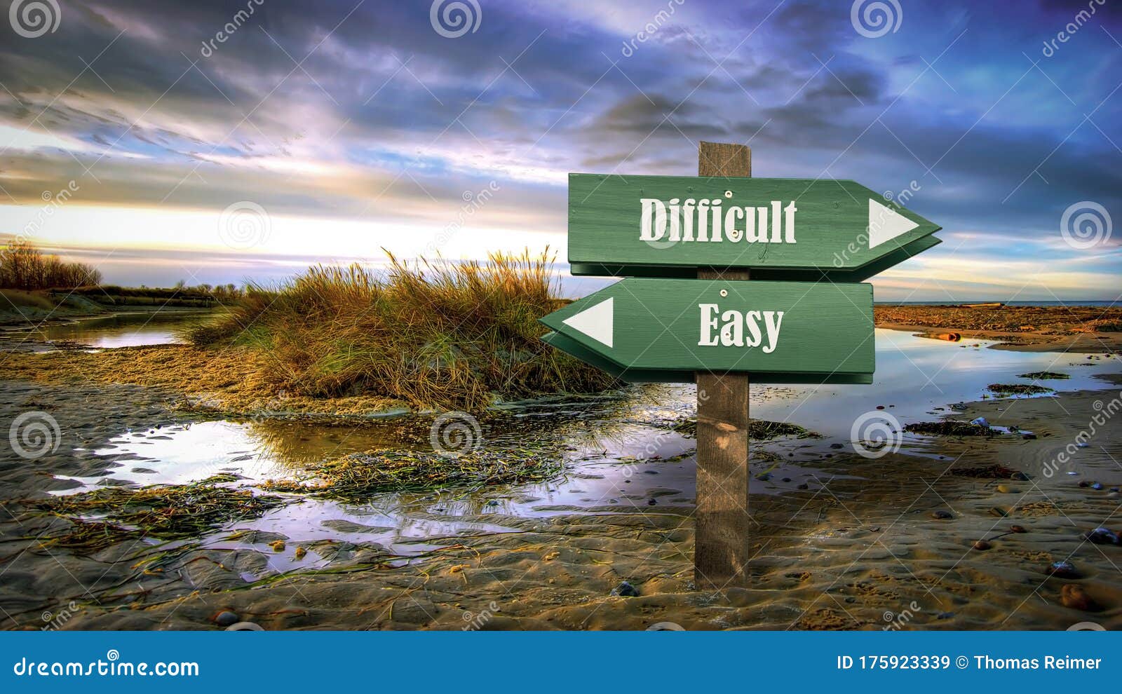 Street Sign To Easy Versus Difficult Stock Image - Image of ...