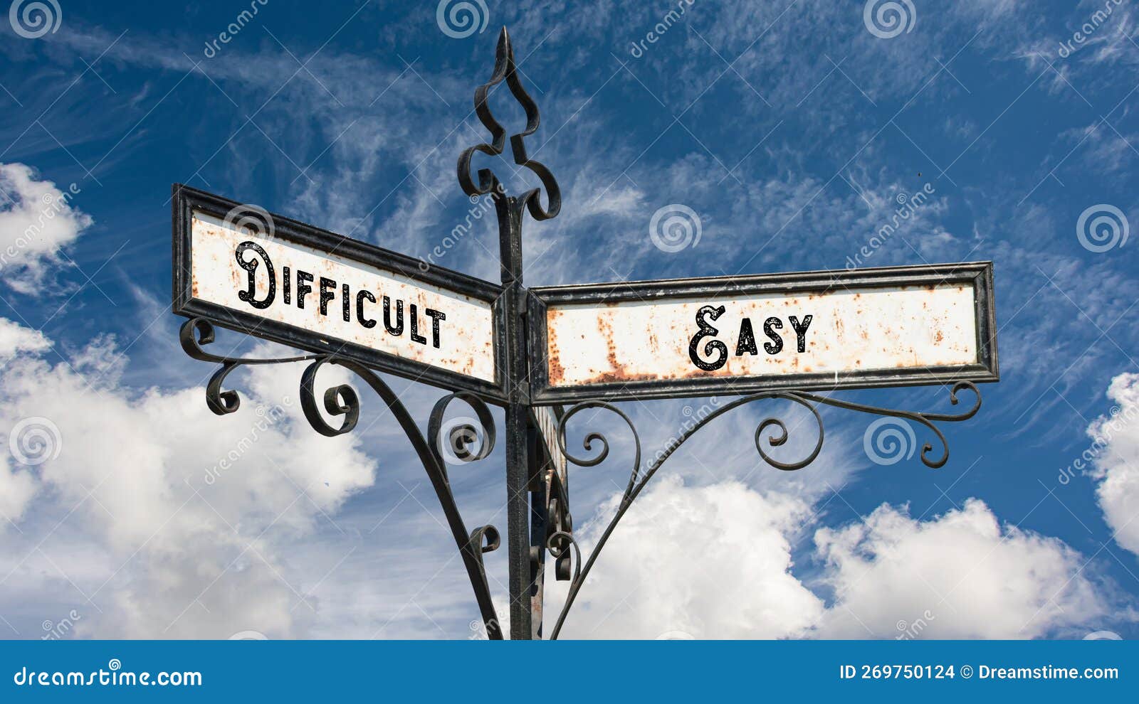 Street Sign To Easy Versus Difficult Stock Photo - Image of signpost ...