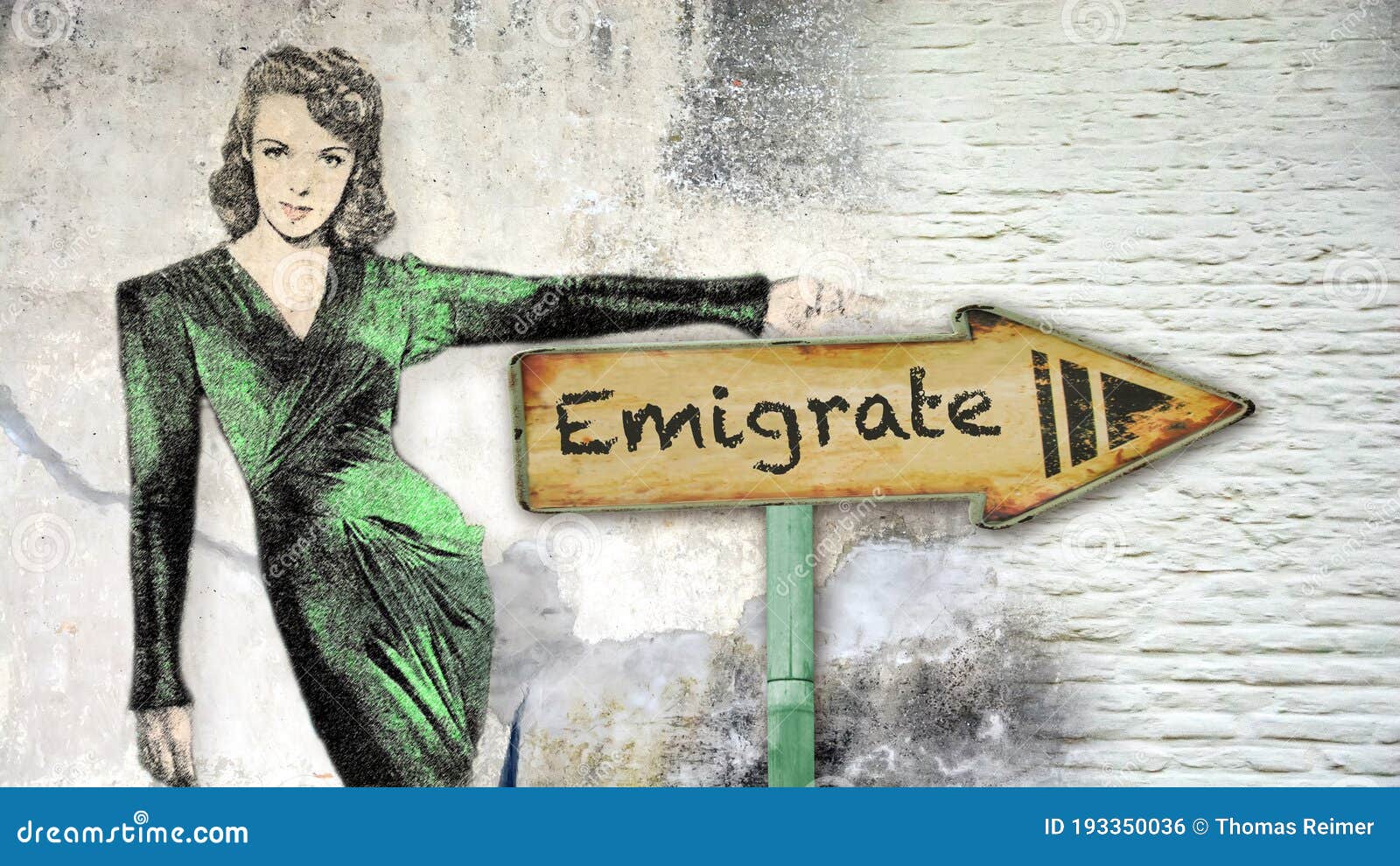 Street Sign to Emigrate stock photo. Image of emigrate - 193350036