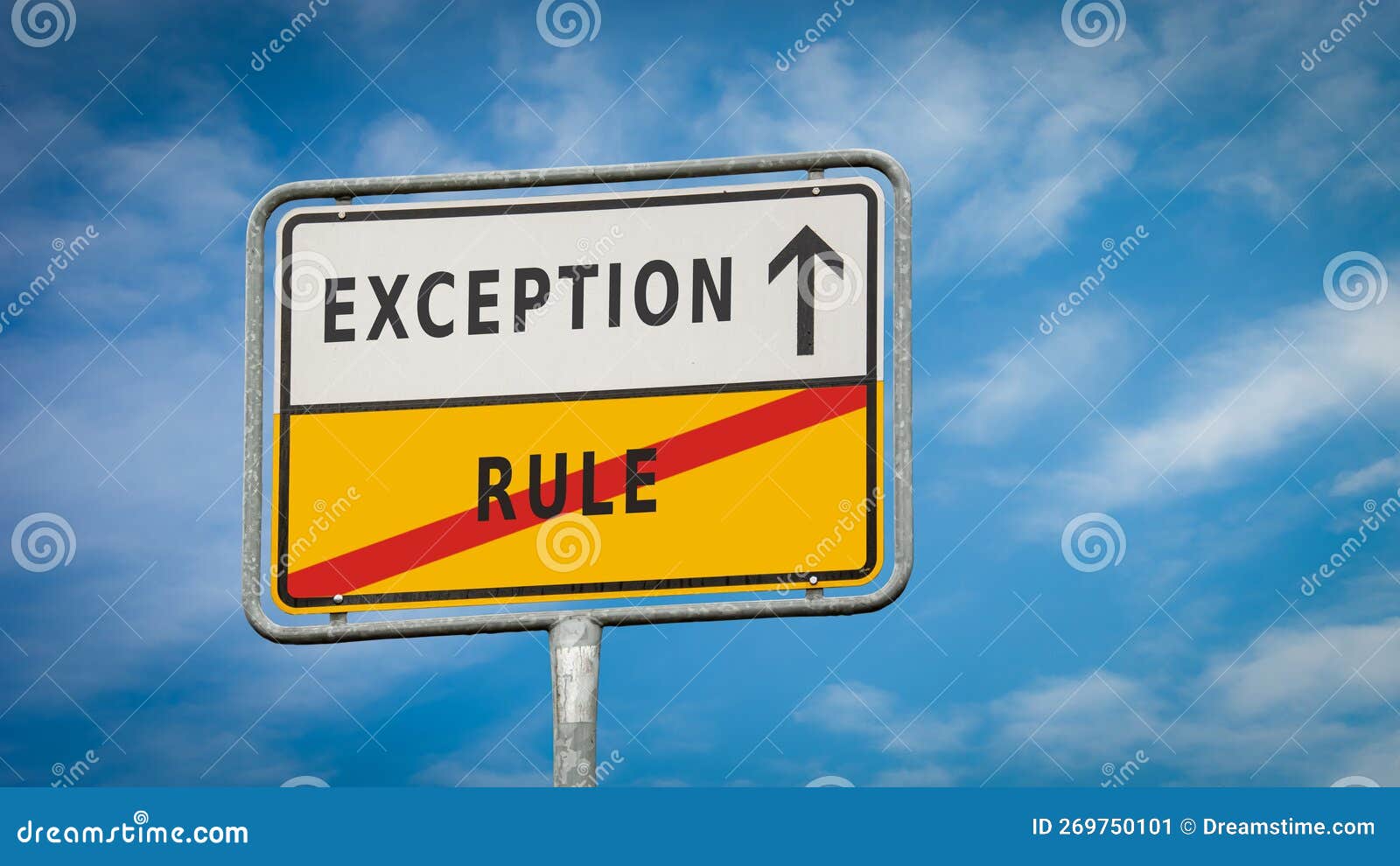 Street Sign To Exception Versus Rule Stock Image - Image of normal ...