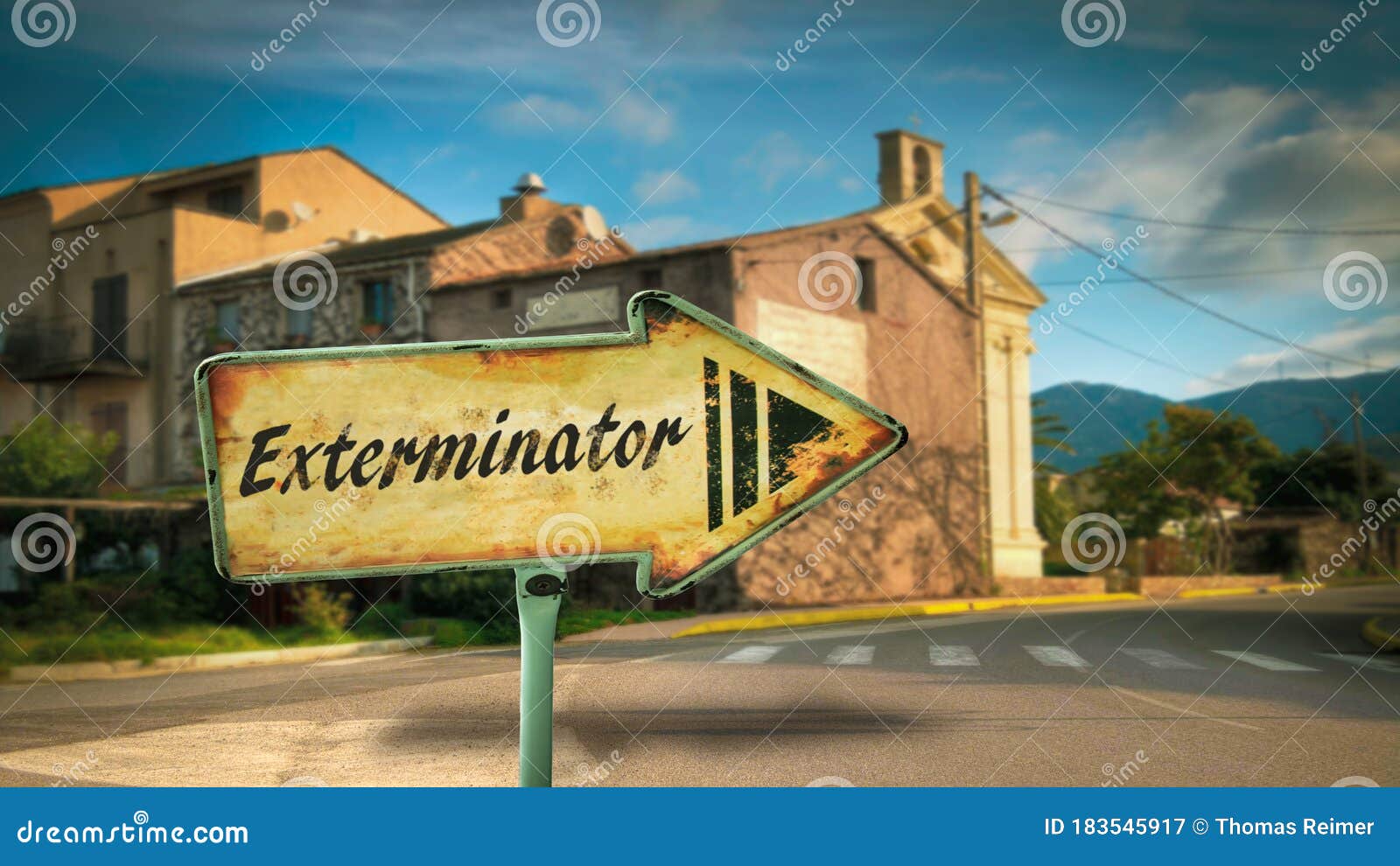 Street Sign To Exterminator Stock Image - Image of sign, vermin: 183545917