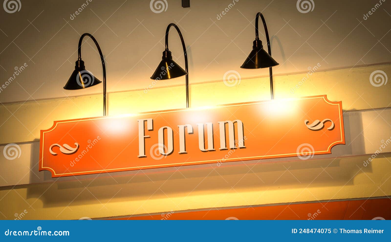 Street Sign to Forum stock image. Image of signpost - 248474075