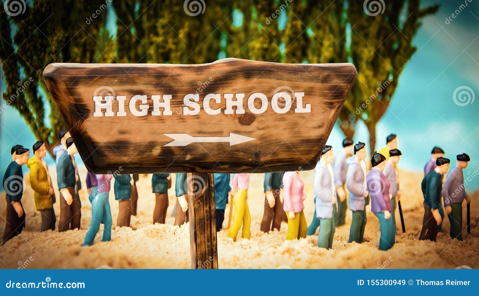 Street Sign to High School stock image. Image of senior - 155300949