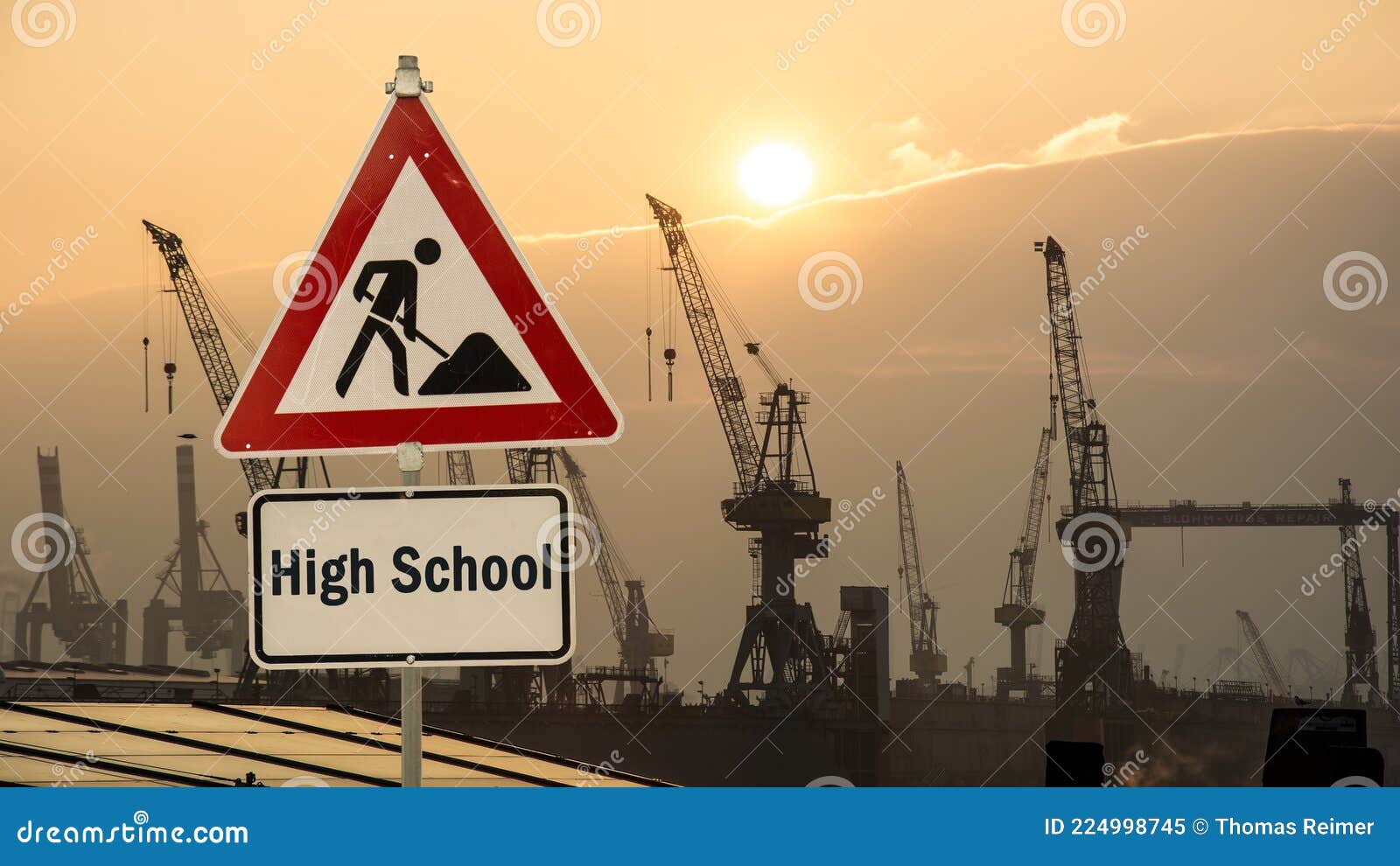Street Sign to High School stock image. Image of student - 224998745