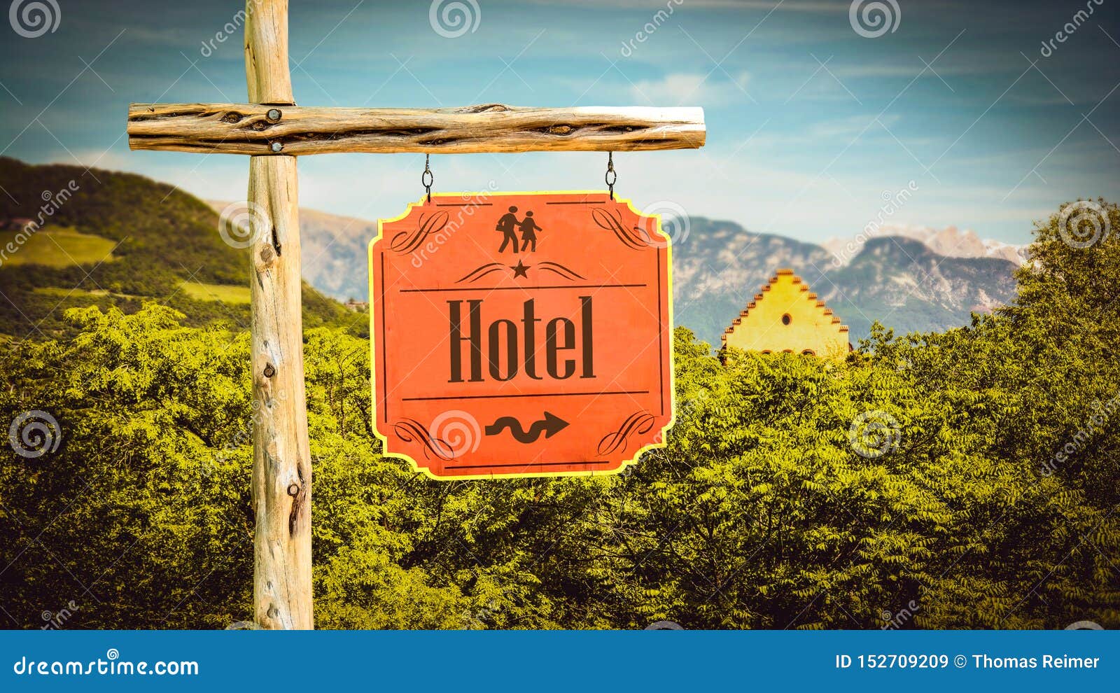 Street Sign to Hotel stock image. Image of luxury, sign - 152709209