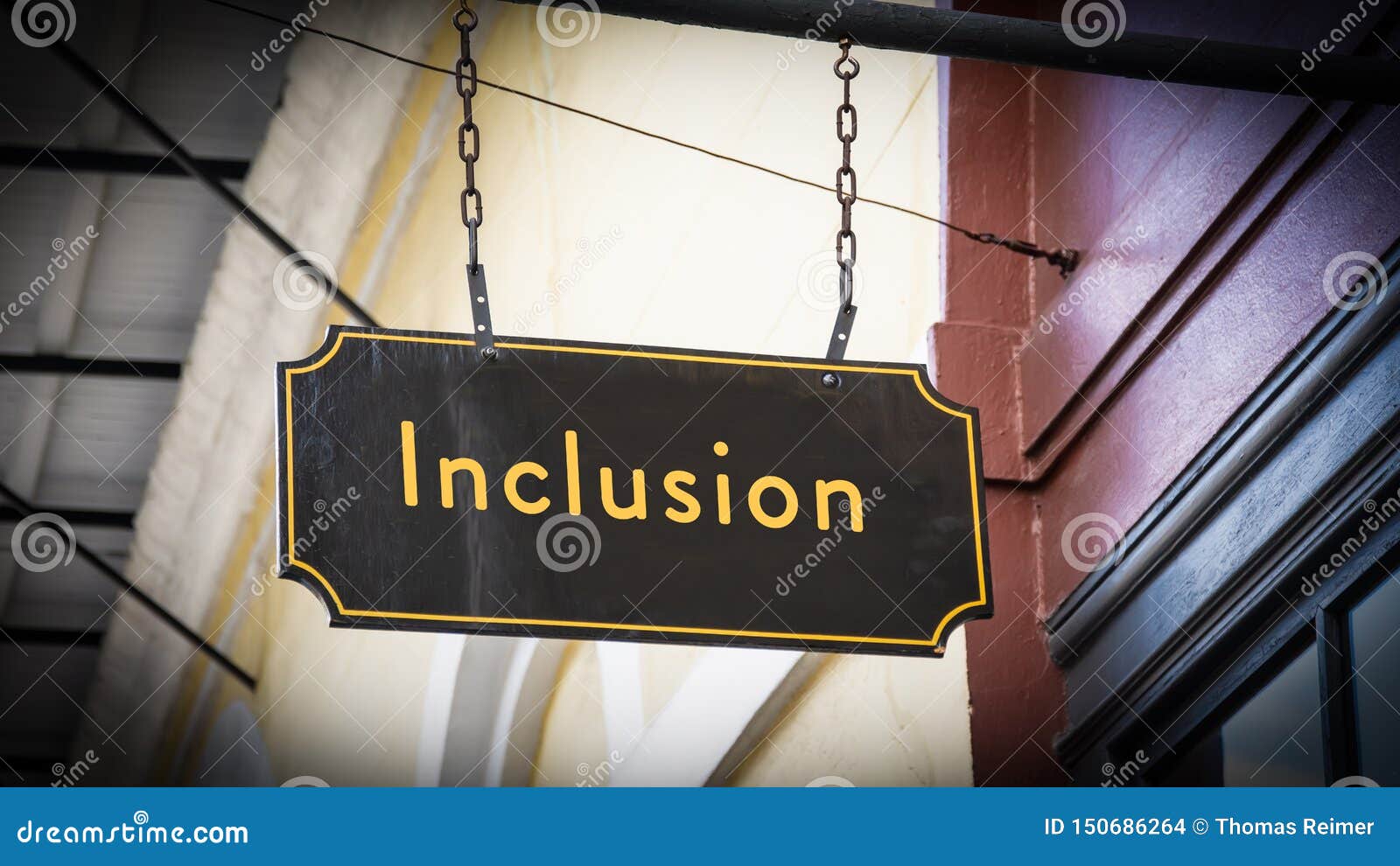 Street Sign to Inclusion stock photo. Image of cohesion - 150686264