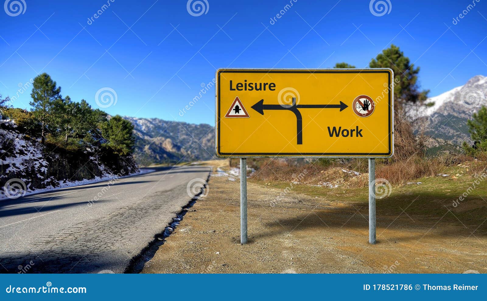 Street Sign To Leisure Versus Work Stock Photo - Image of recreation ...