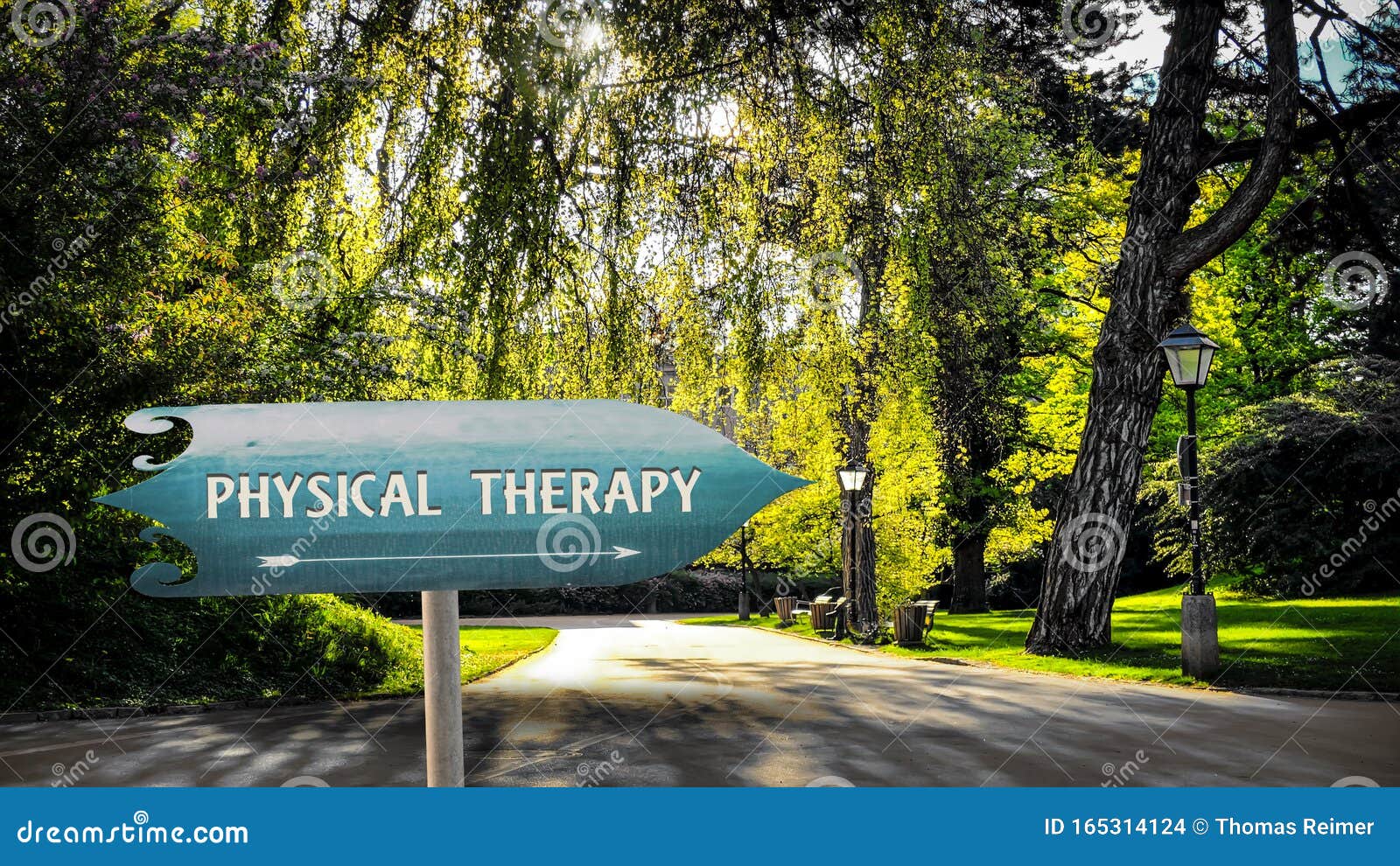 Street Sign To Physical Therapy Stock Photo - Image of exercise ...