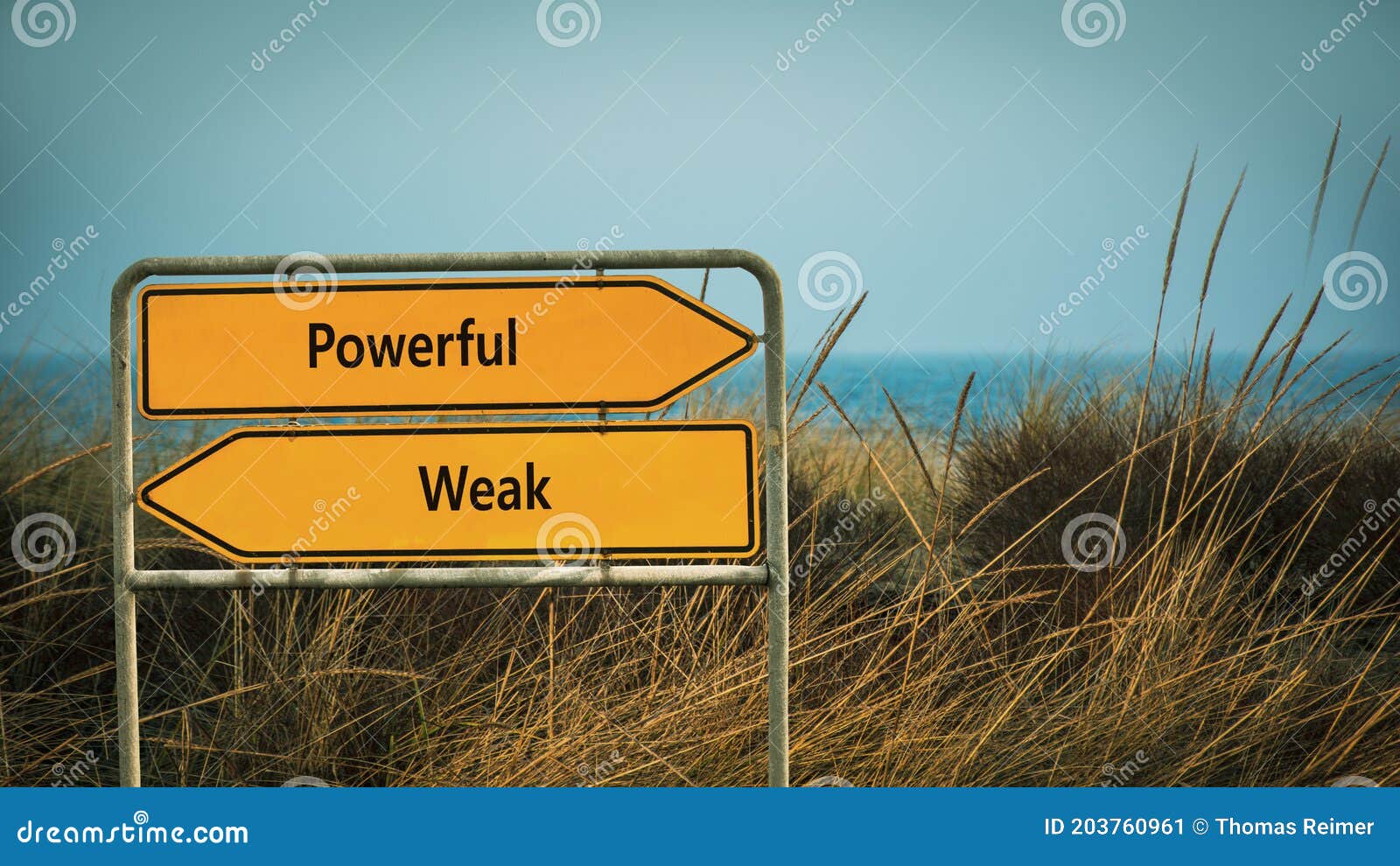 Street Sign To Powerful Versus Weak Stock Image - Image of strengthen ...