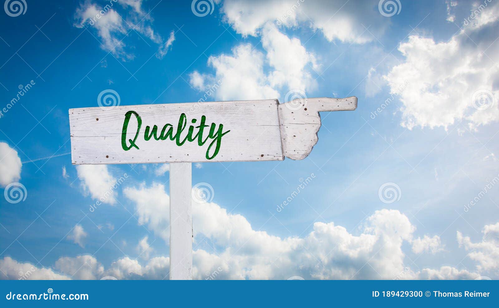 Street Sign to Quality stock photo. Image of product - 189429300