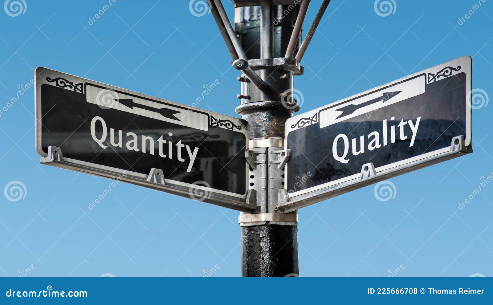 Street Sign To Quality Versus Quantity Stock Photo - Image of sign ...
