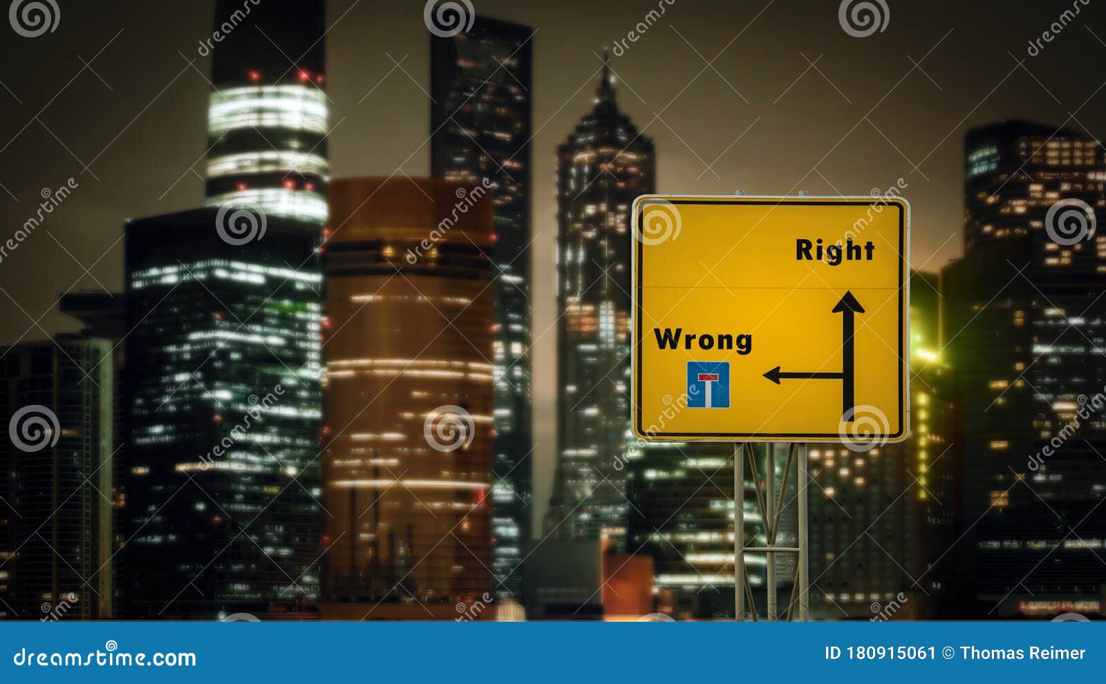 Street Sign To Right Versus Wrong Stock Image - Image of fail, succeed ...