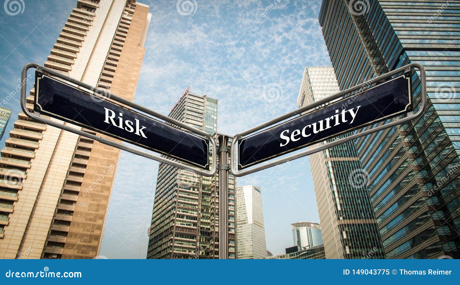 Street Sign To Security Versus Risk Stock Image - Image of sign, danger ...