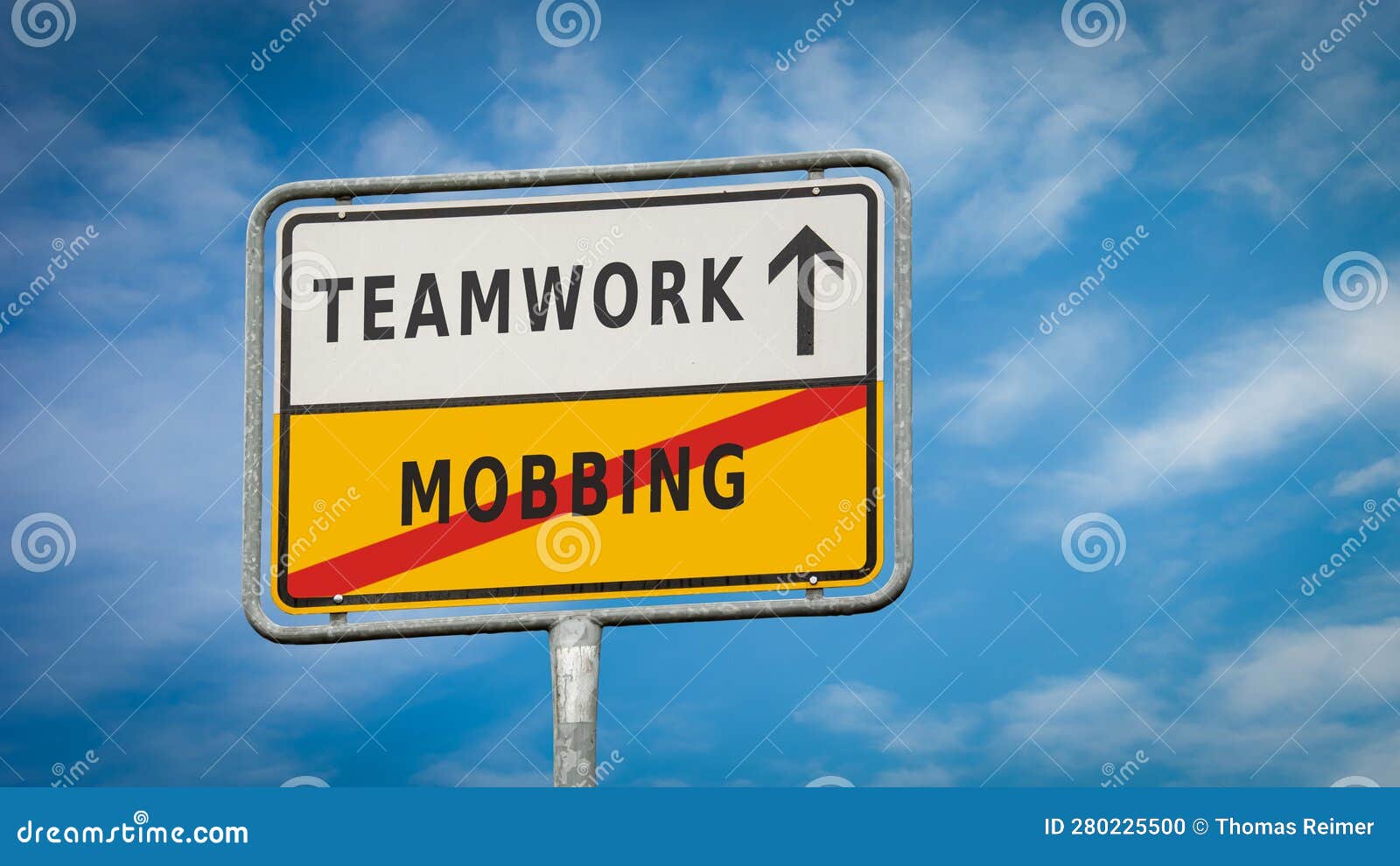 Street Sign To Teamwork Versus Mobbing Stock Photo - Image of mobbing ...